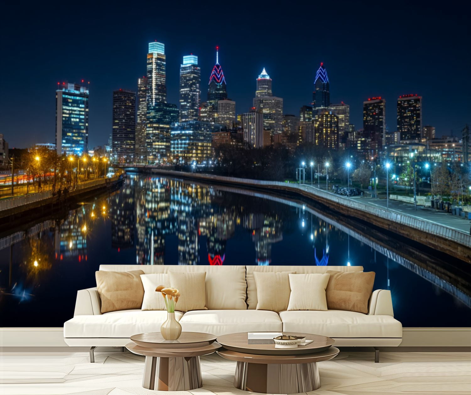 Peel and Stick Wallpaper Waterproof Philadelphia Skyline Wall Mural ...
