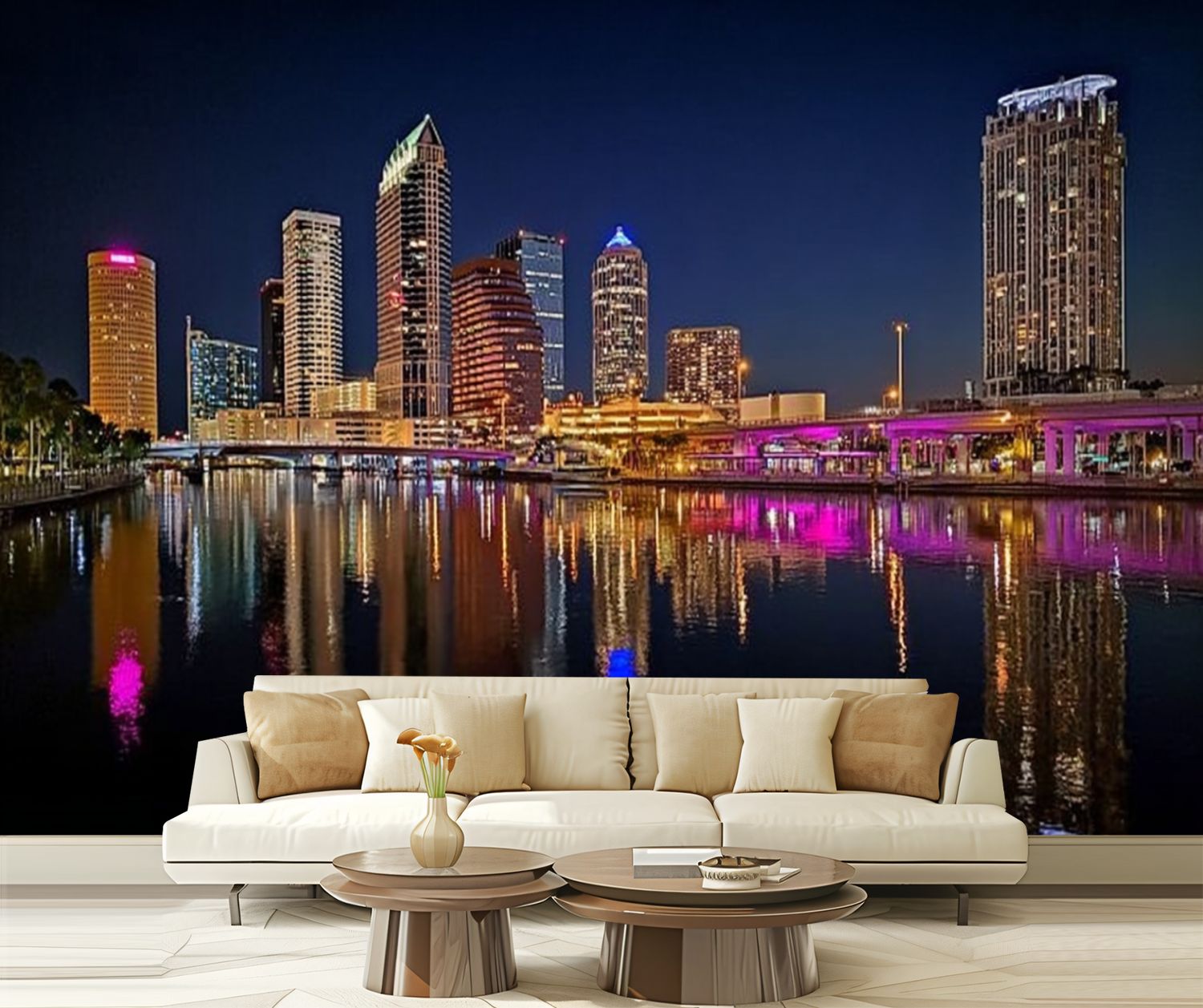 Peel and Stick Wallpaper Waterproof Pre Dawn Downtown Tampa Wall Mural ...
