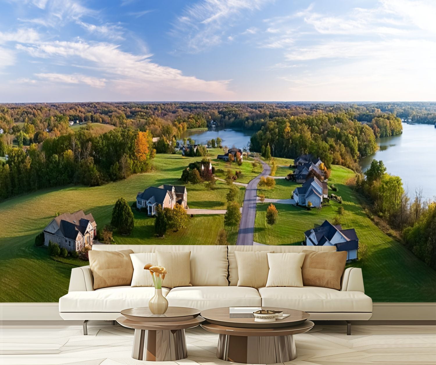 Peel and Stick Wallpaper Waterproof Rural neighborhood fall Wall Mural ...