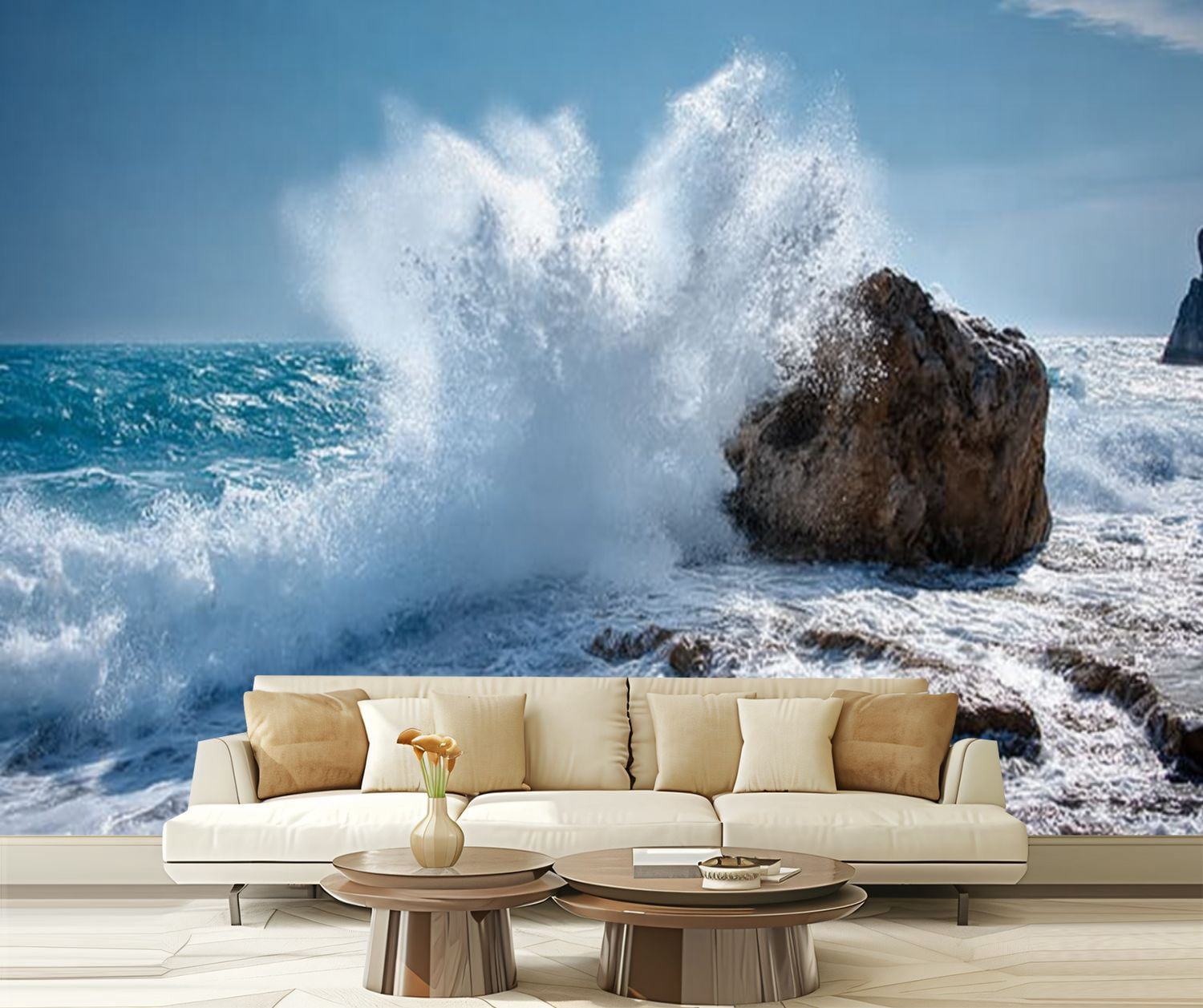 Peel and Stick Wallpaper Waterproof Sea Storm rock Wall Mural Decor ...