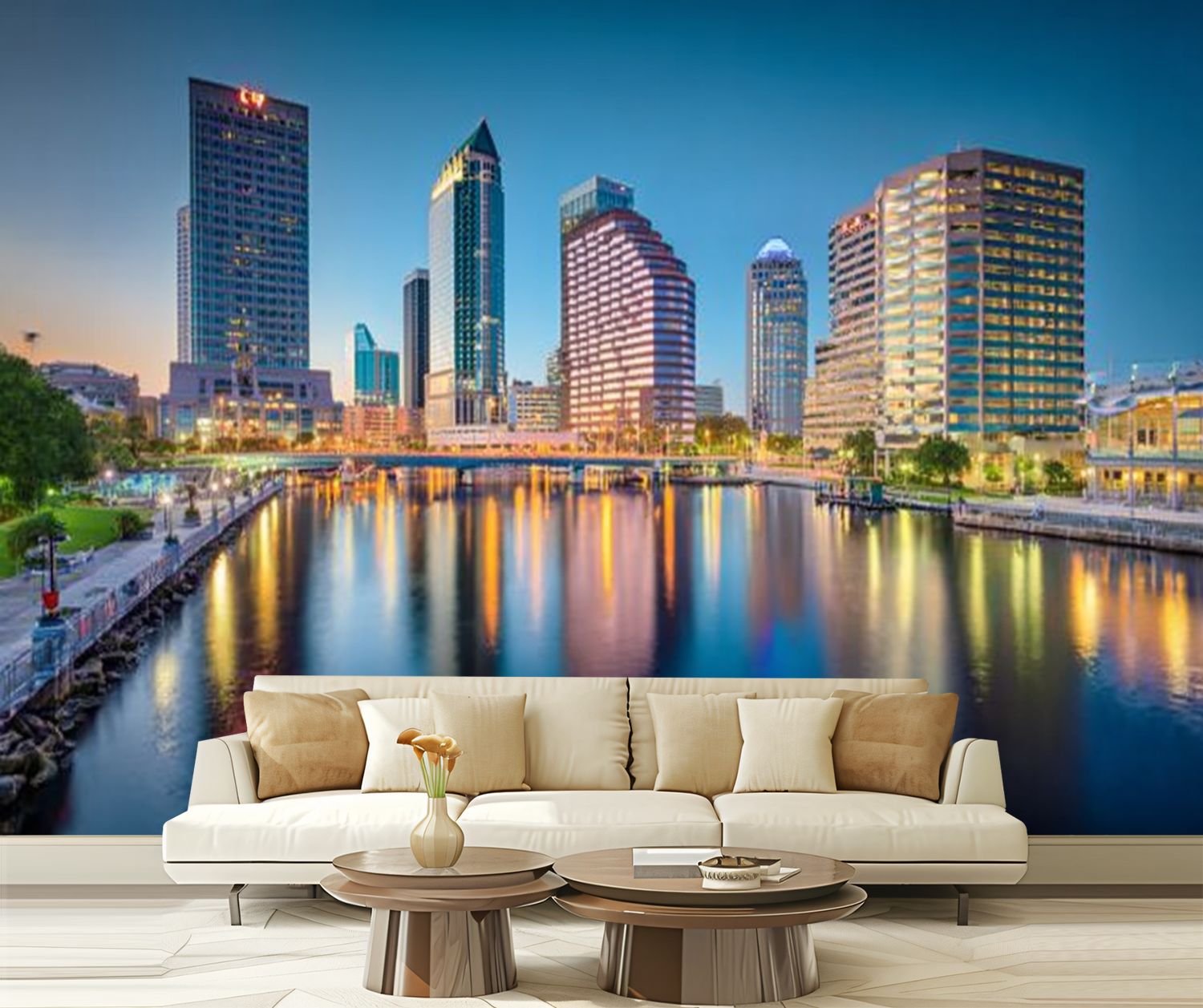 Peel and Stick Wallpaper Waterproof Skyline Downtown Tampa Florida ...