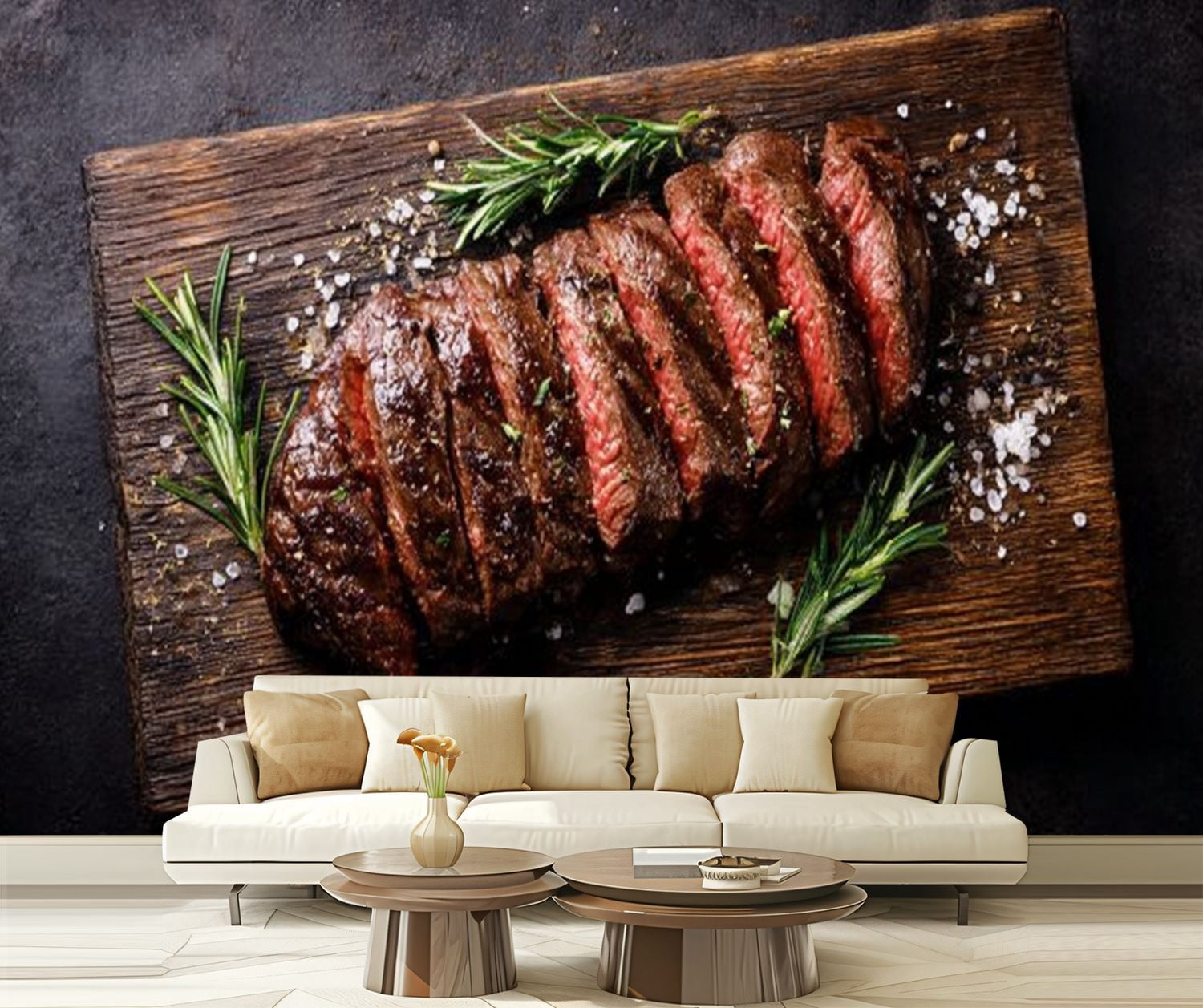 Peel and Stick Wallpaper Waterproof Sliced meat barbecue steak Machete ...