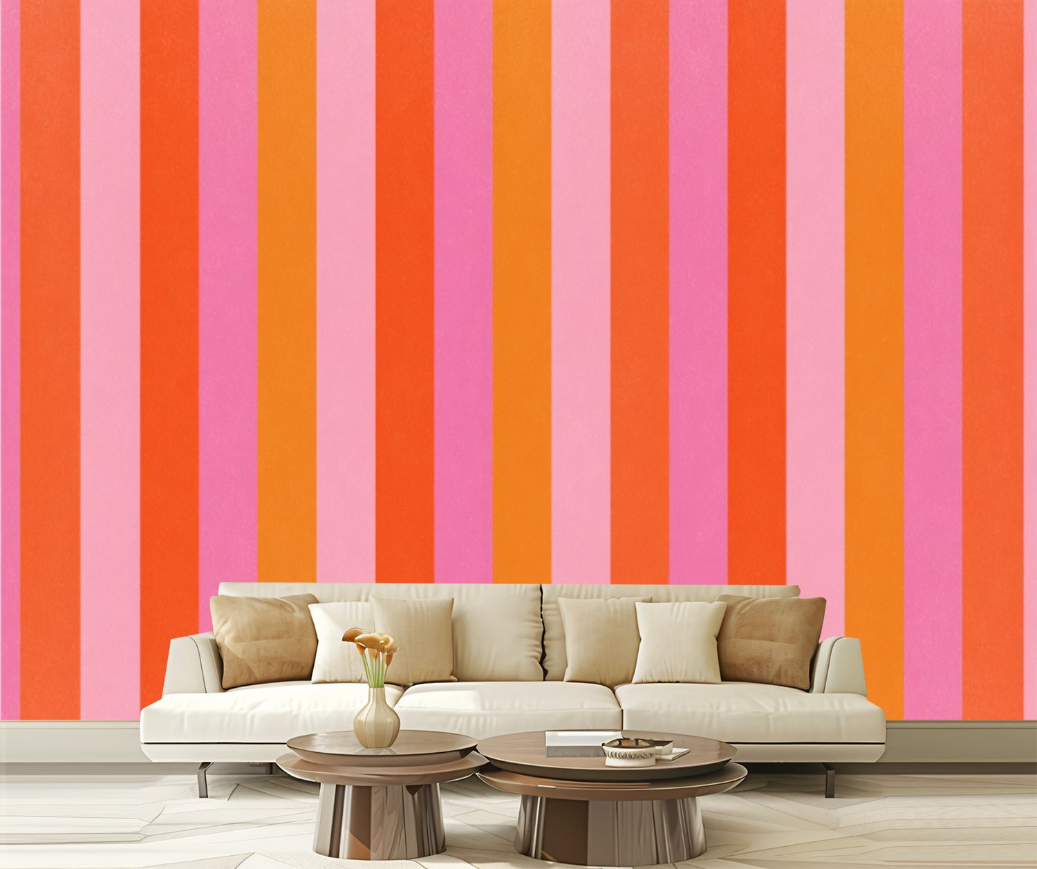 Peel and Stick Wallpaper Waterproof Striped pink yellow seamless Wall ...
