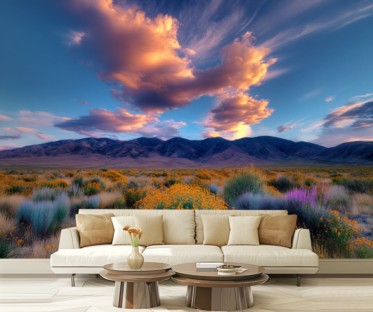 Peel and Stick Wallpaper Waterproof Sunset desert landscape Nevada Wall ...