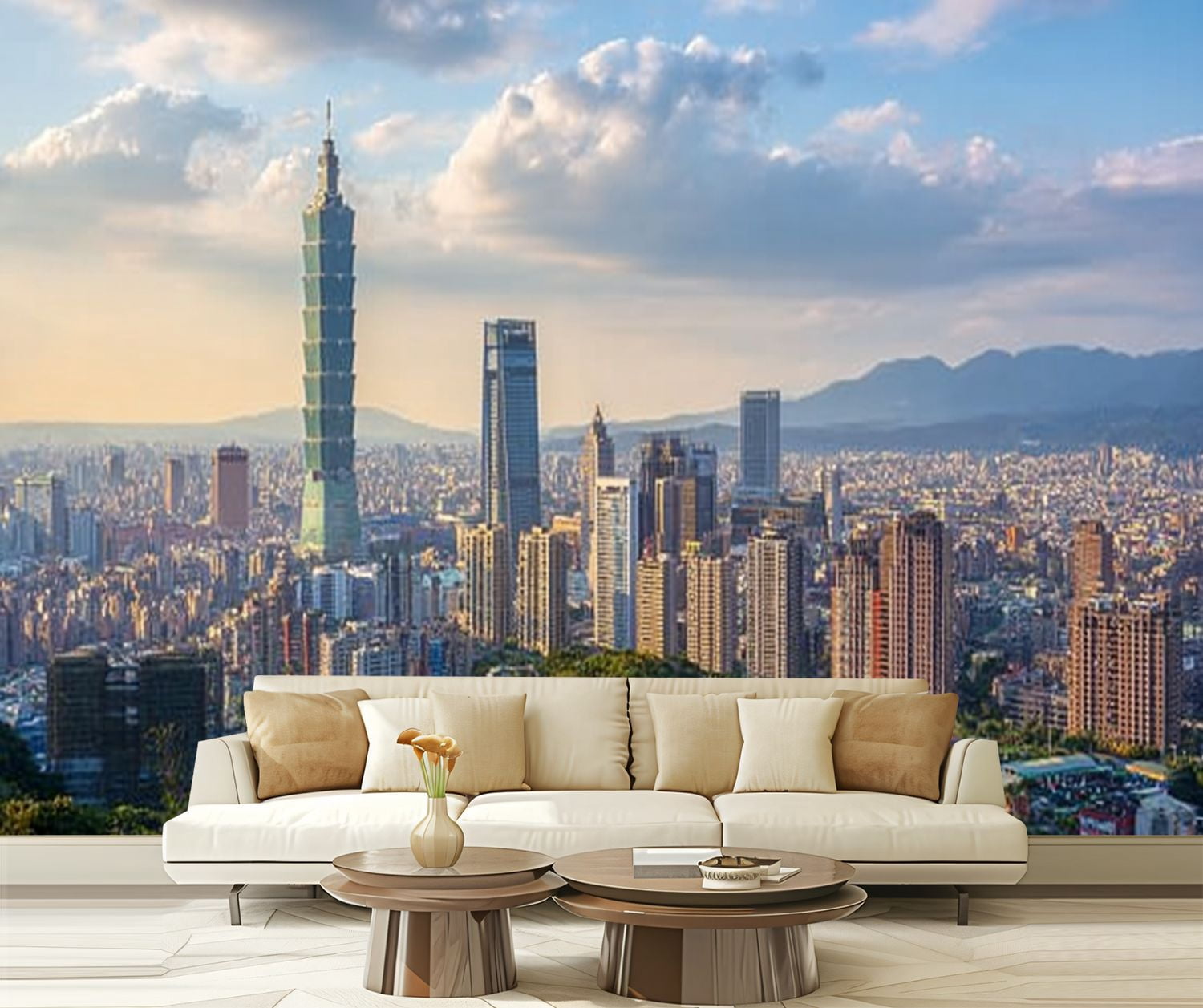 Peel and Stick Wallpaper Waterproof Taipei city panorama Taiwan Wall ...