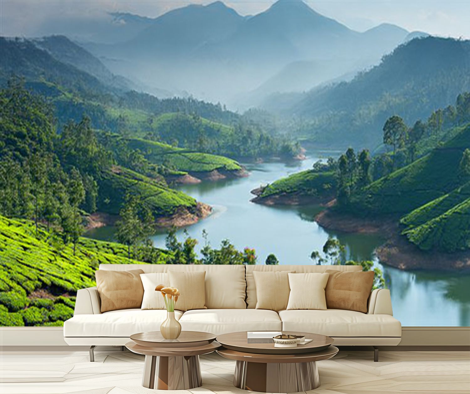 Peel and Stick Wallpaper Waterproof Tea river hills Kerala India Wall ...
