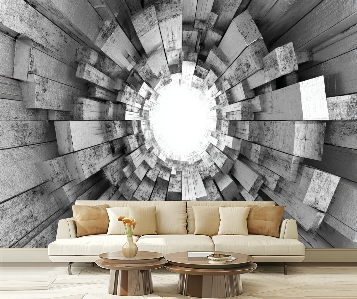 Peel and Stick Wallpaper Waterproof White Blocks Tunnel Wall Mural ...