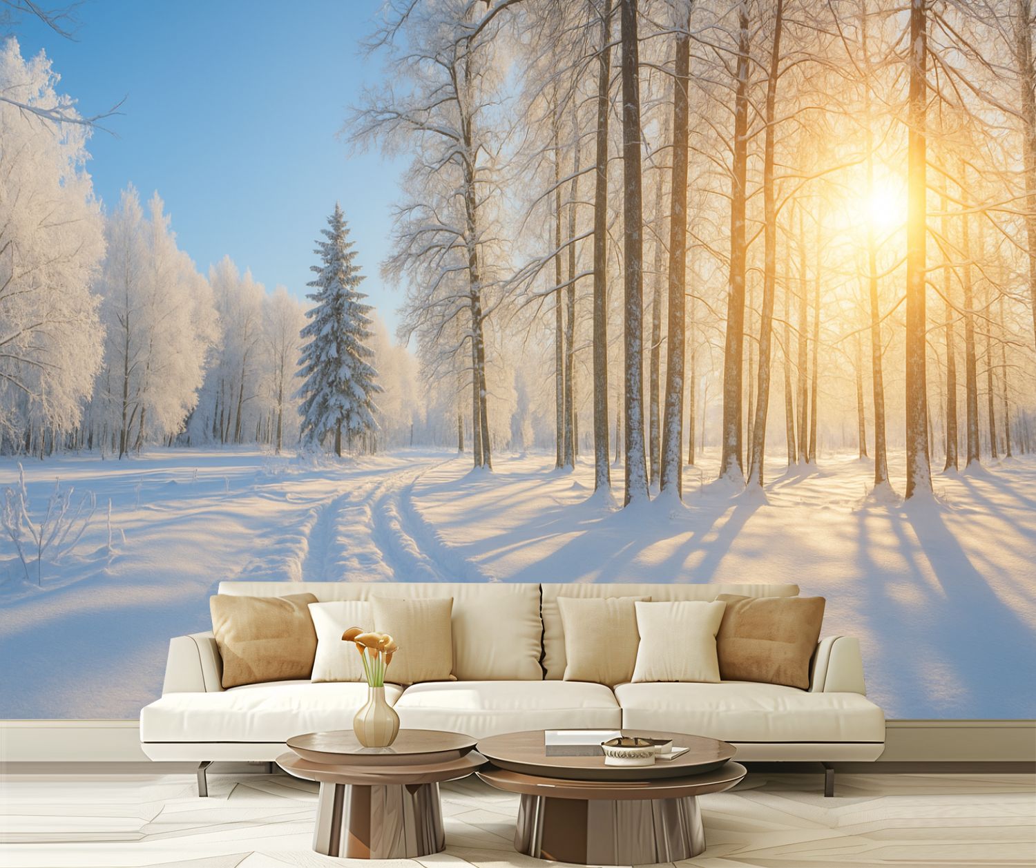 Peel and Stick Wallpaper Waterproof Winter park snow Wall Mural Decor ...