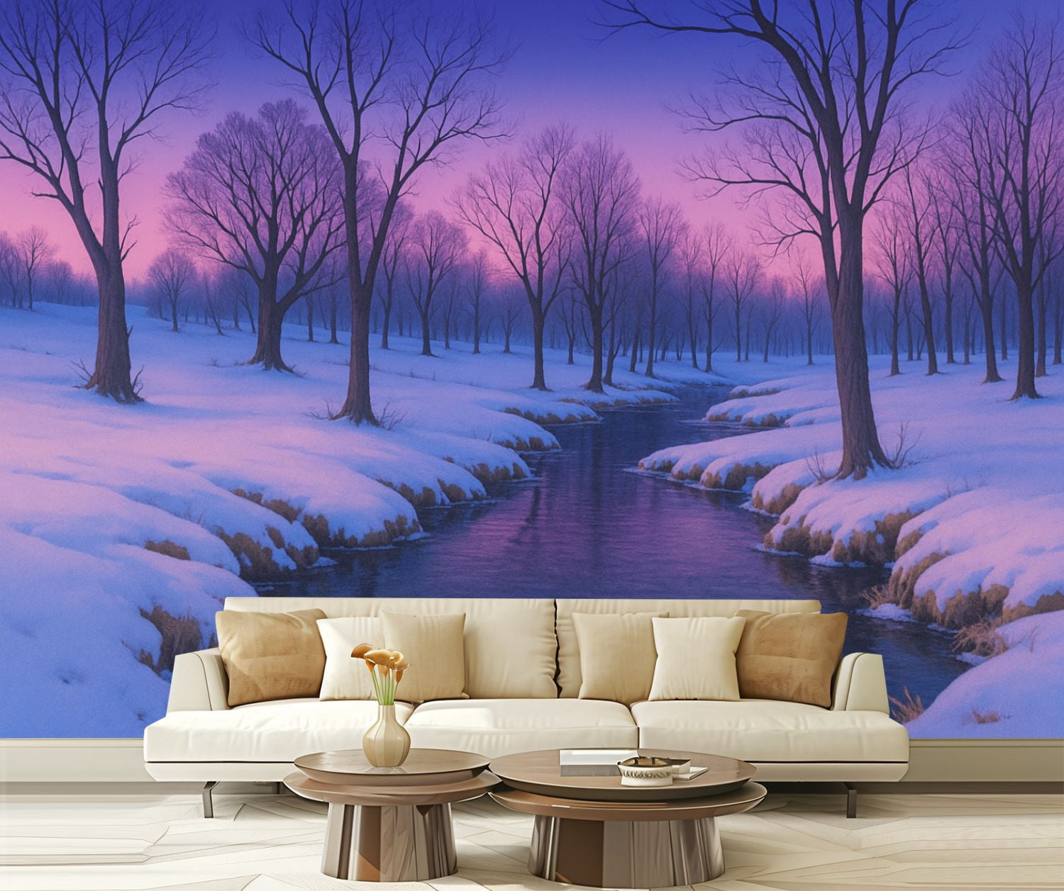 Peel and Stick Wallpaper Waterproof Winter view creek rural York County ...