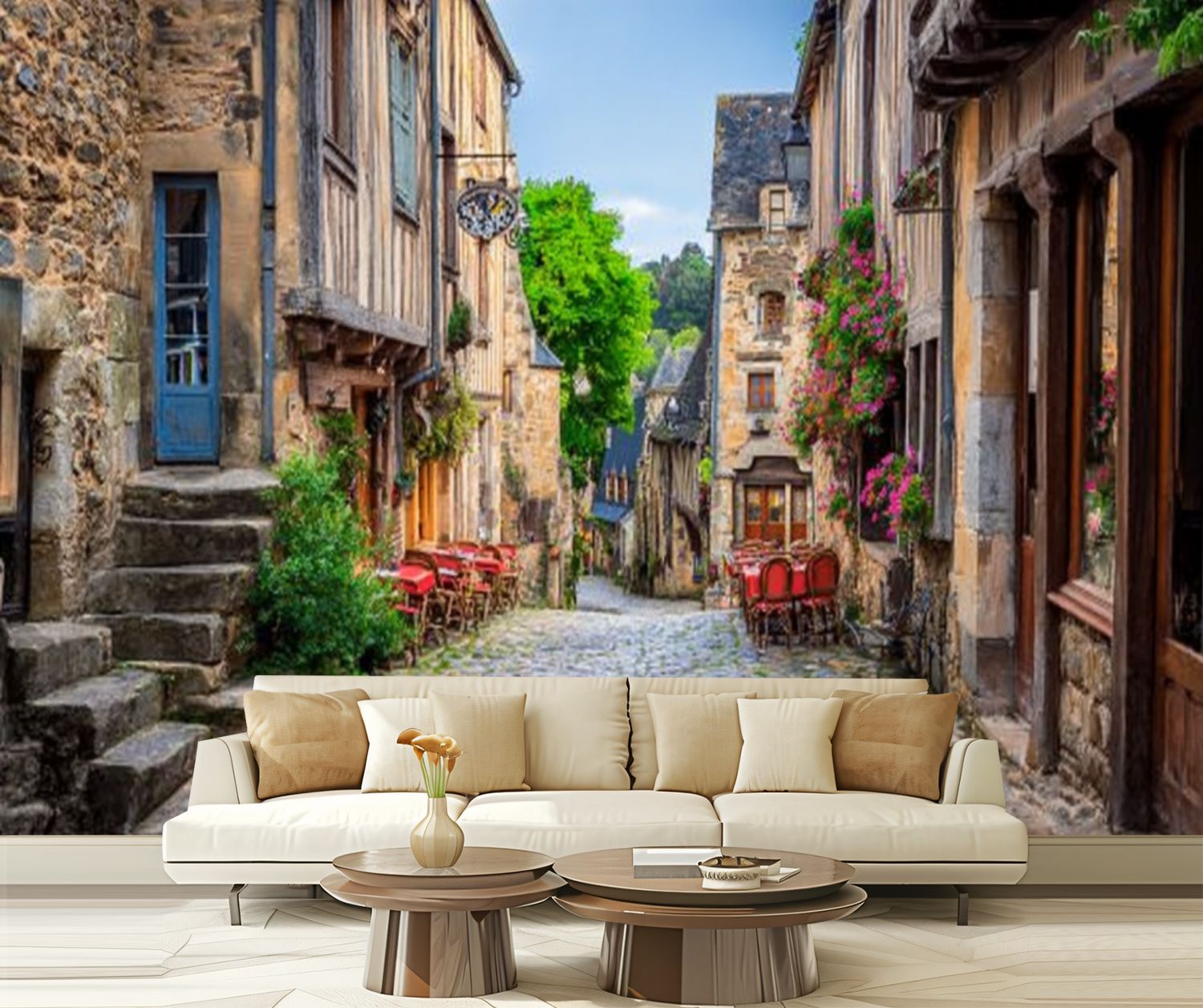 Peel and Stick Wallpaper Waterproof beautiful alley an old town europe ...