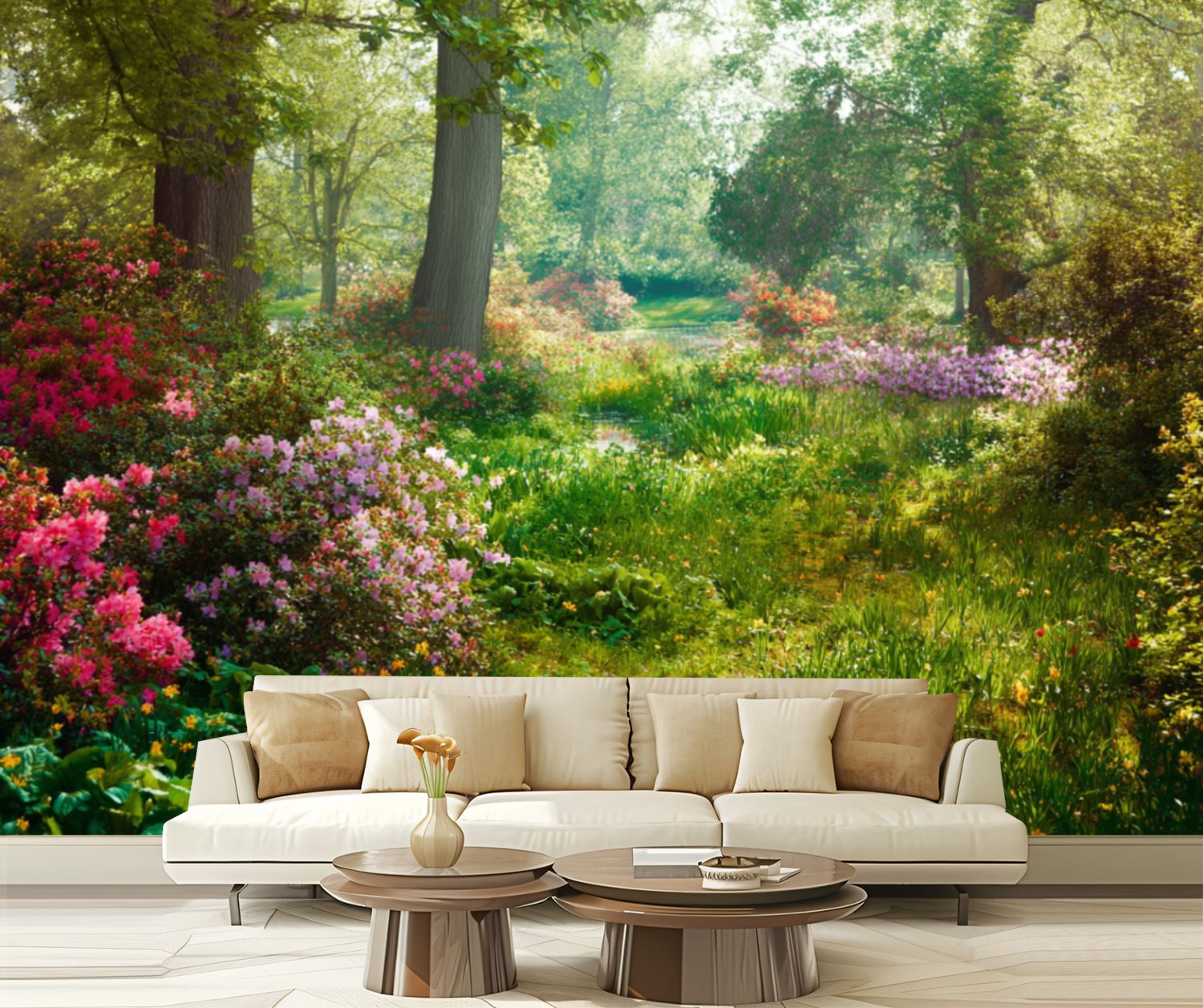 Peel and Stick Wallpaper Waterproof bright hazy sunlight azalea ...