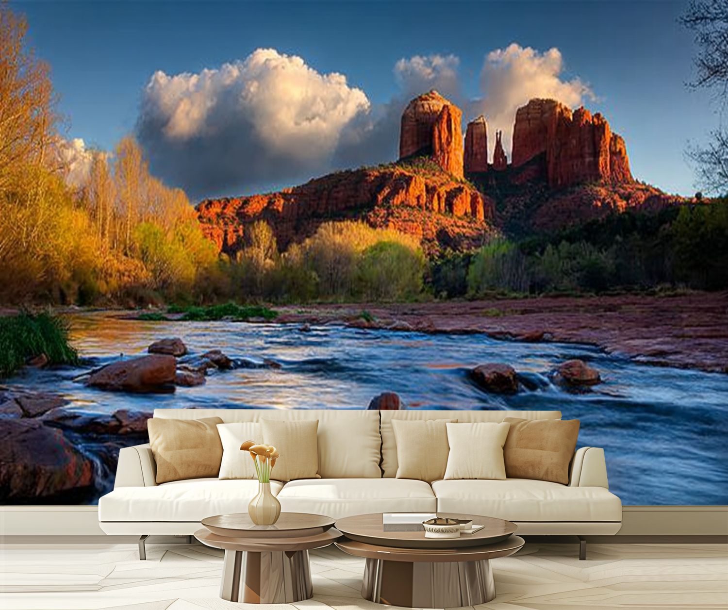 Peel and Stick Wallpaper Waterproof cathedral rock sedona spring desert ...