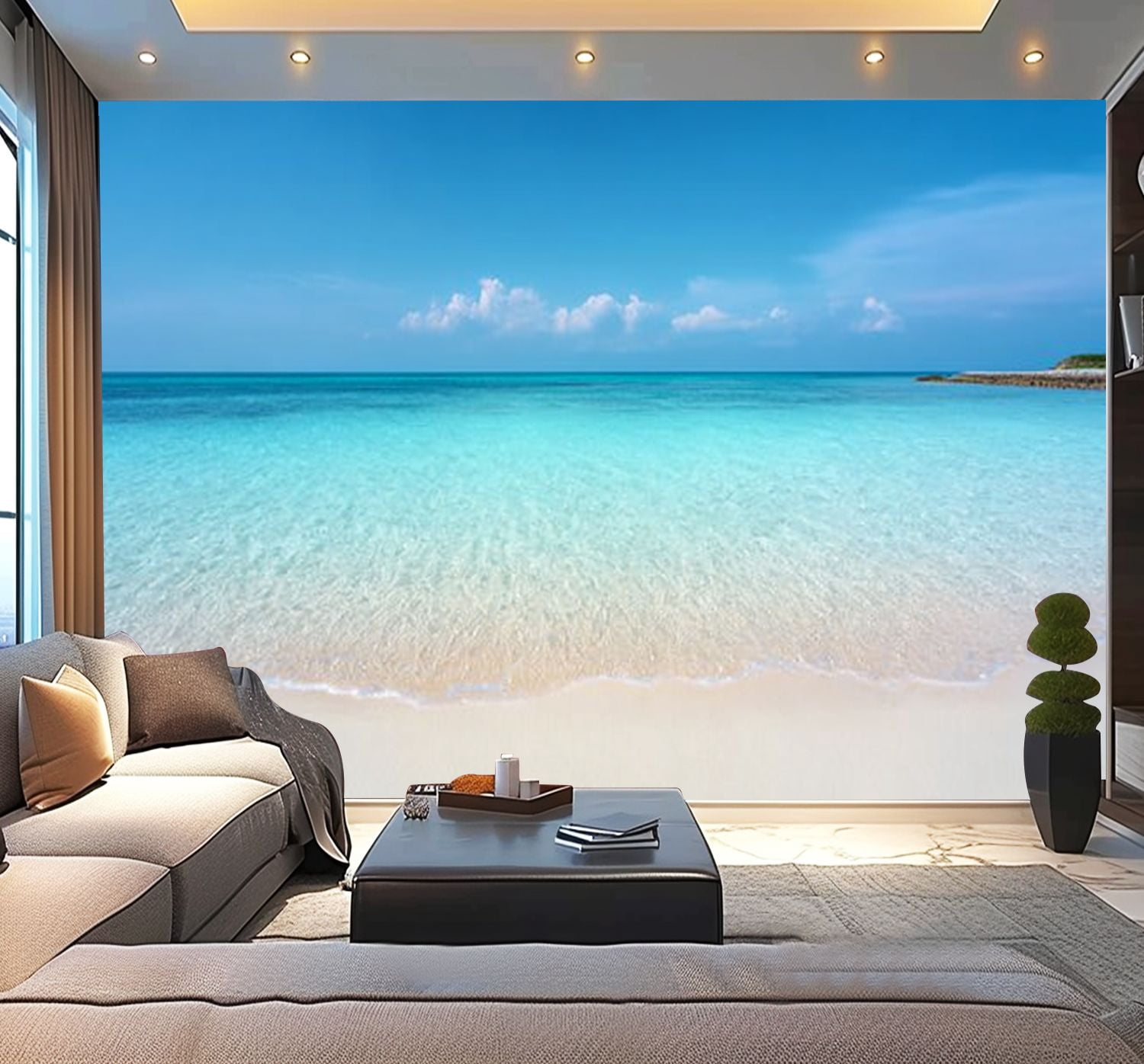 Peel and Stick Wallpaper Waterproof clean white beach Wall Mural Decor ...