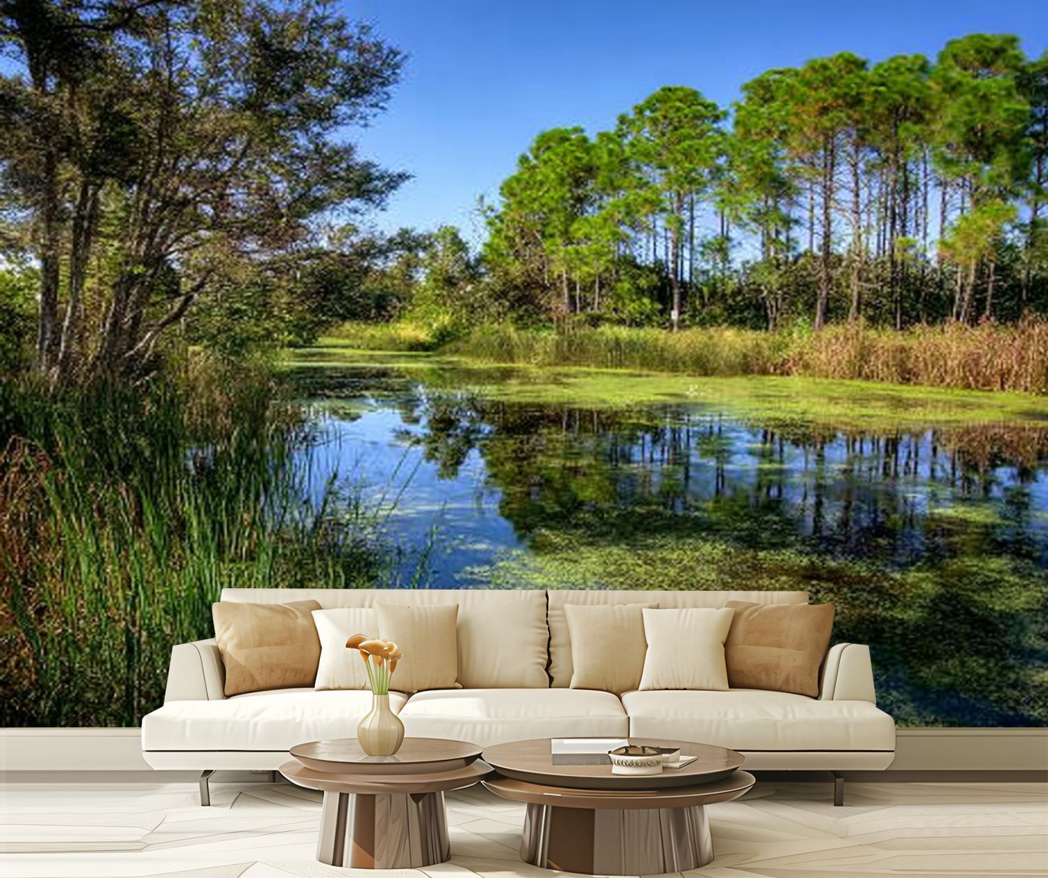 Peel and Stick Wallpaper Waterproof marsh pond cypress tree swamp ...