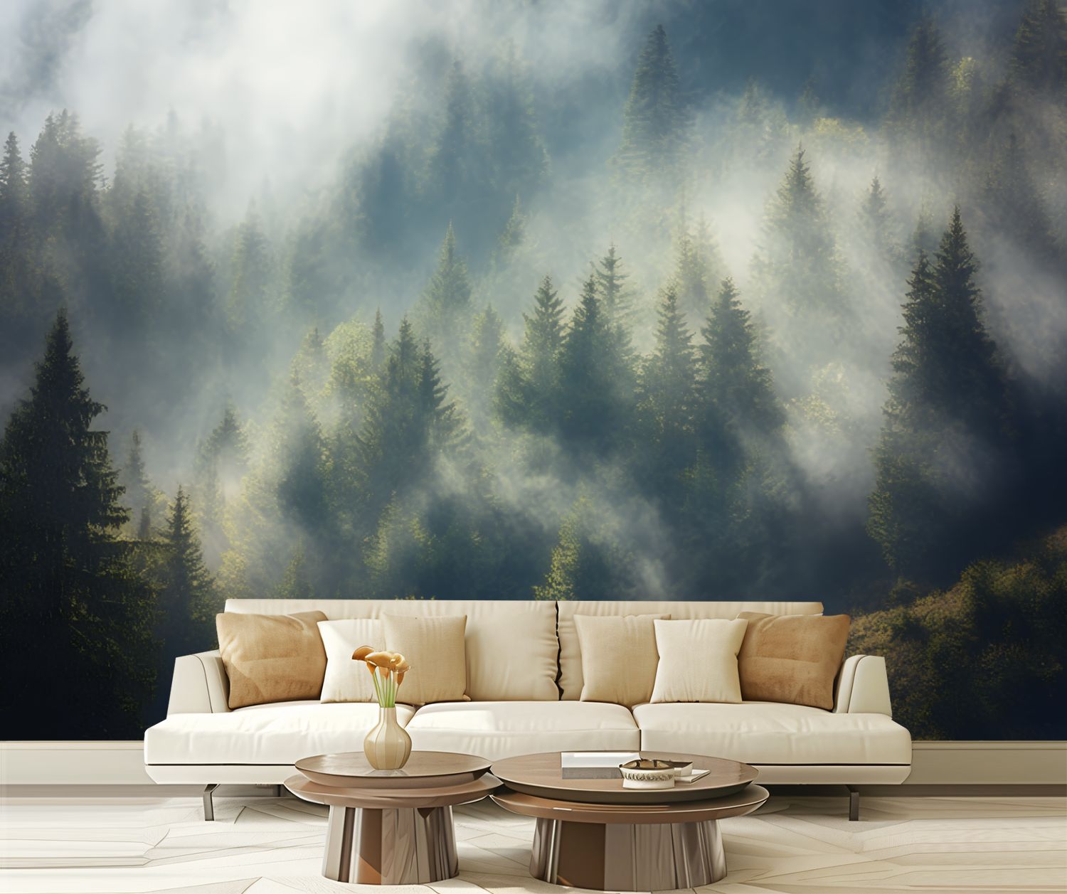 Peel and Stick Wallpaper Waterproof misty forest Wall Mural Decor Self ...