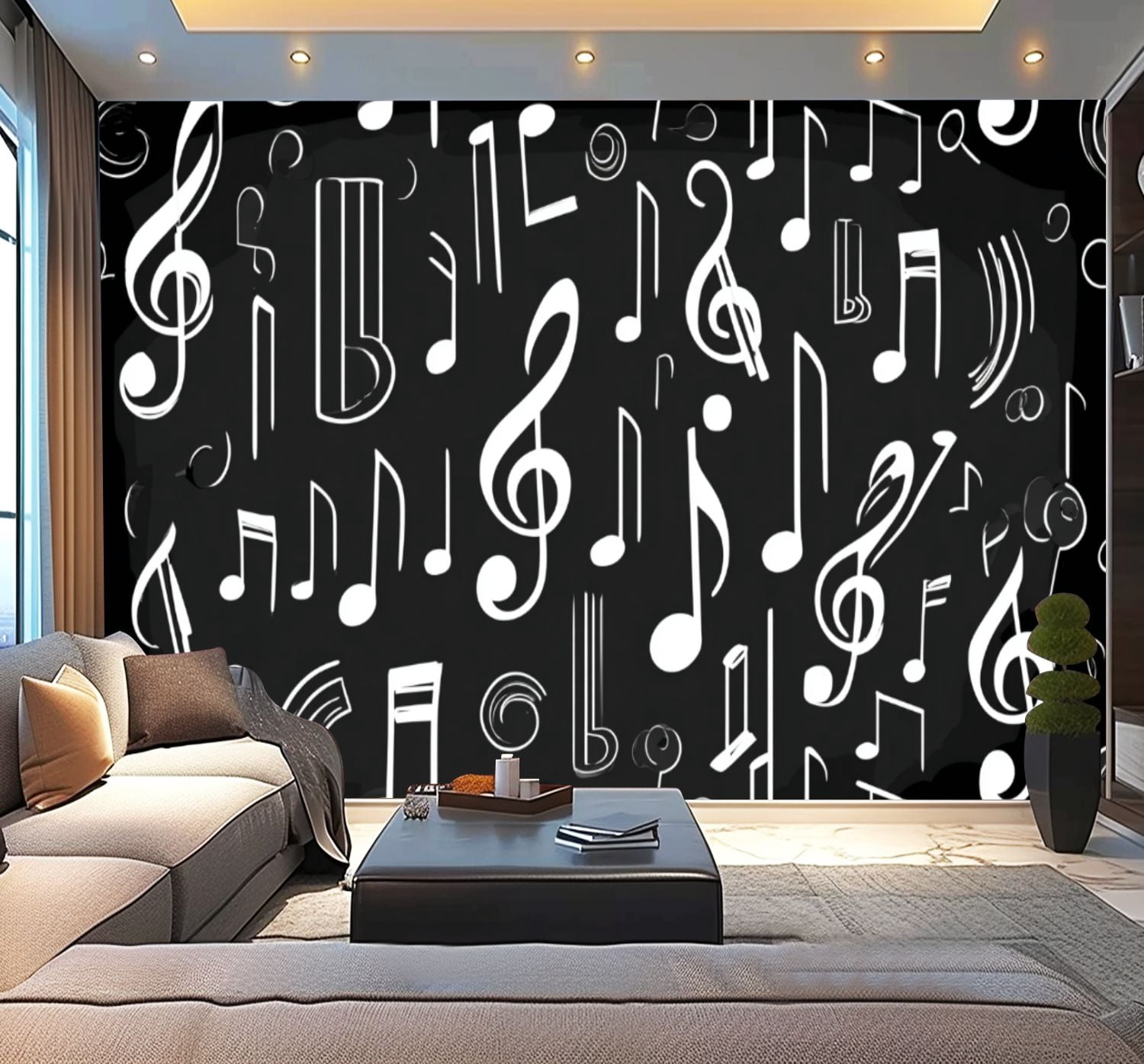 Peel and Stick Wallpaper Waterproof music notes Wall Mural Decor Self ...