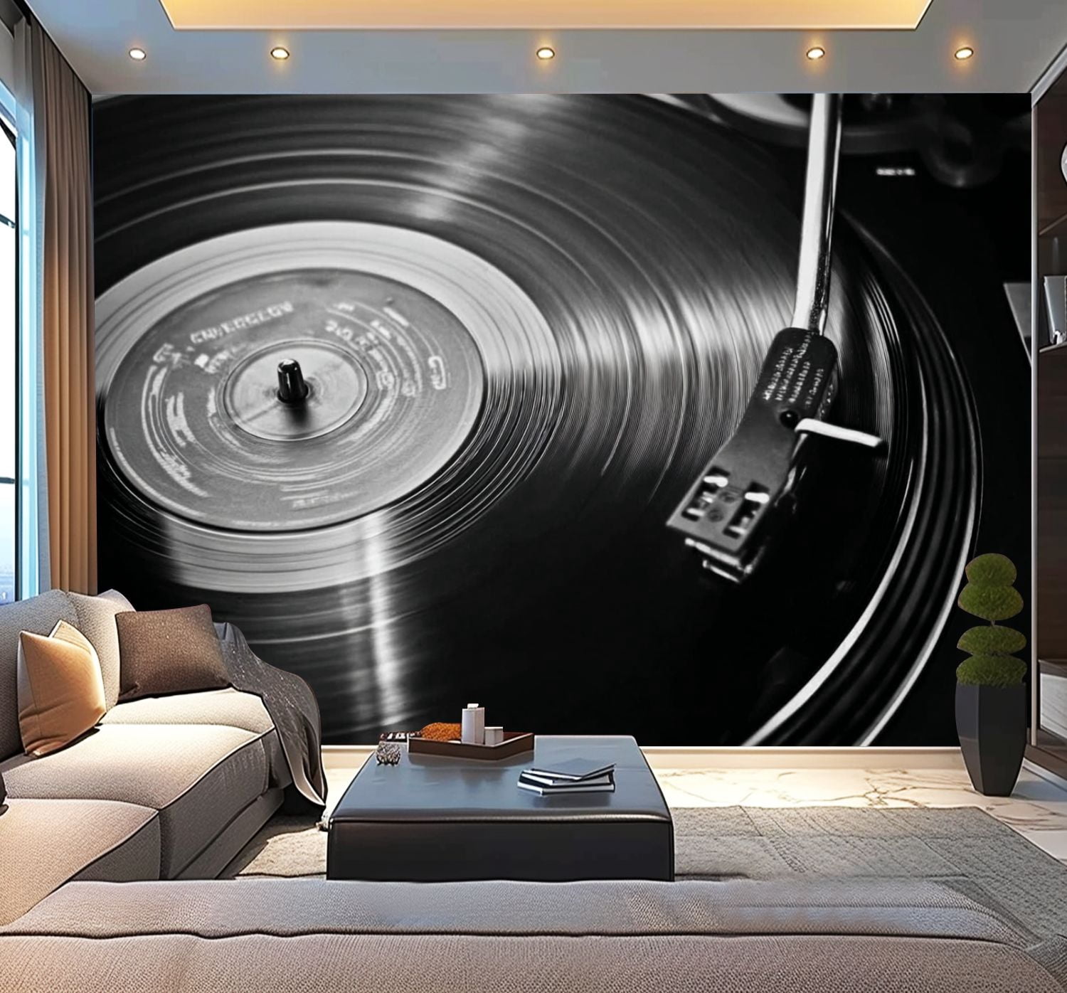 Peel and Stick Wallpaper Waterproof record player turntable musical ...