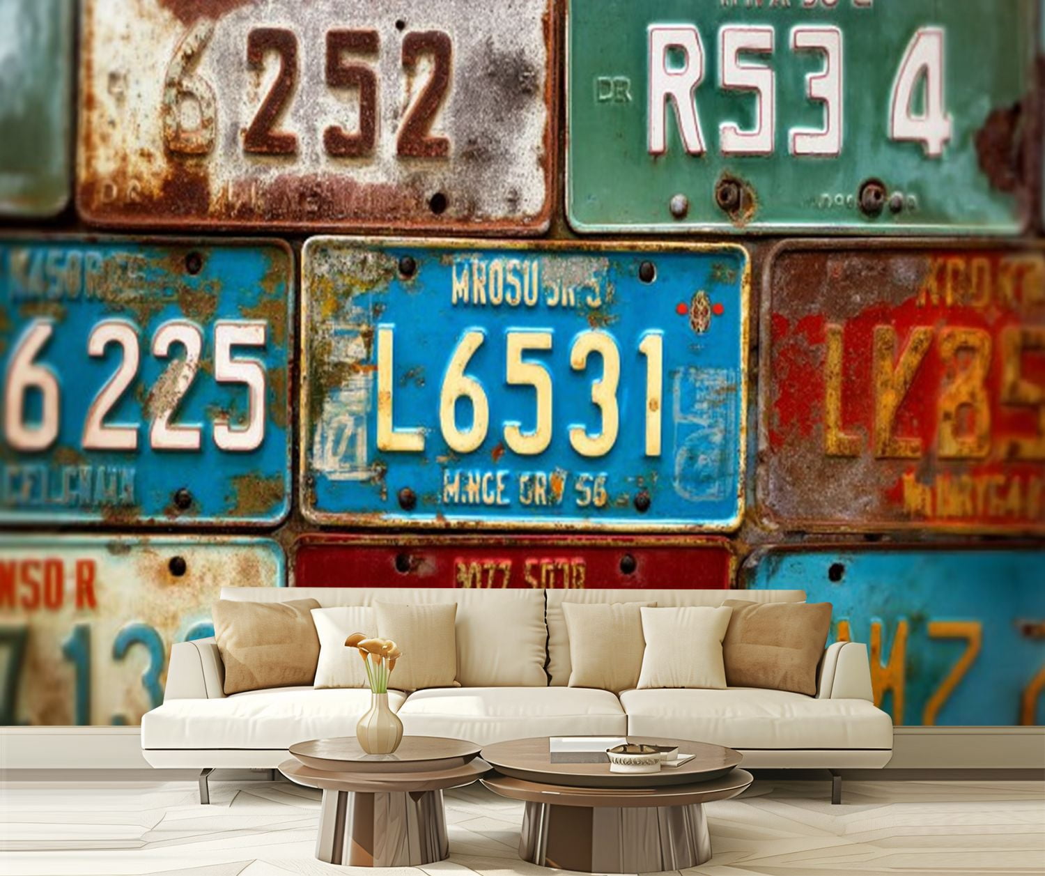 Peel and Stick Wallpaper Waterproof retro car plate Wall Mural Decor ...