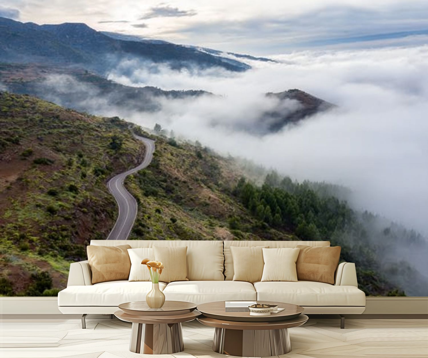 Peel and Stick Wallpaper Waterproof road landscape clouds Wall Mural ...