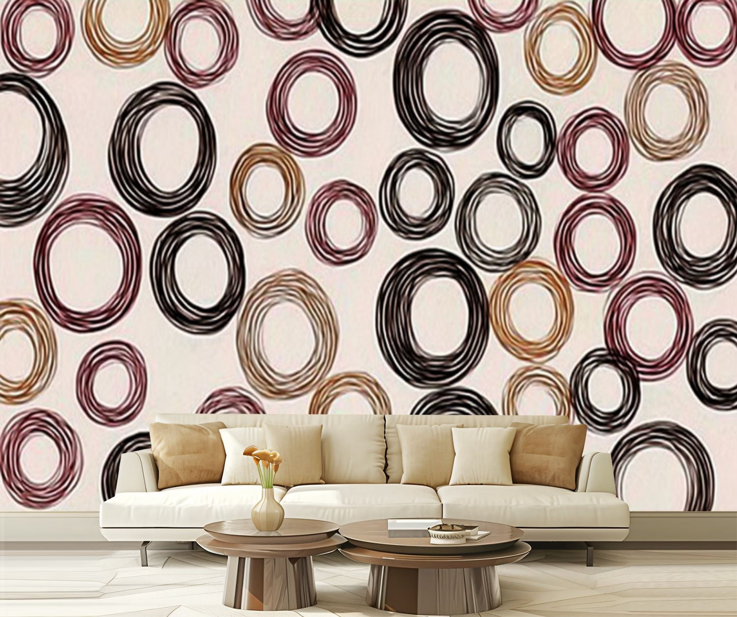 Peel and Stick Wallpaper Waterproof seamless for textile doodle circles ...