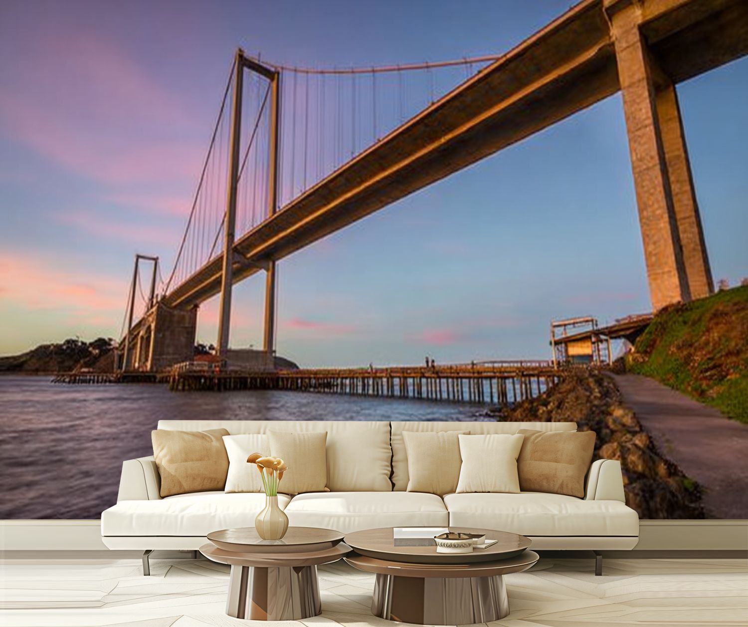 Peel and Stick Wallpaper Waterproof sunrise reflections carquinez ...