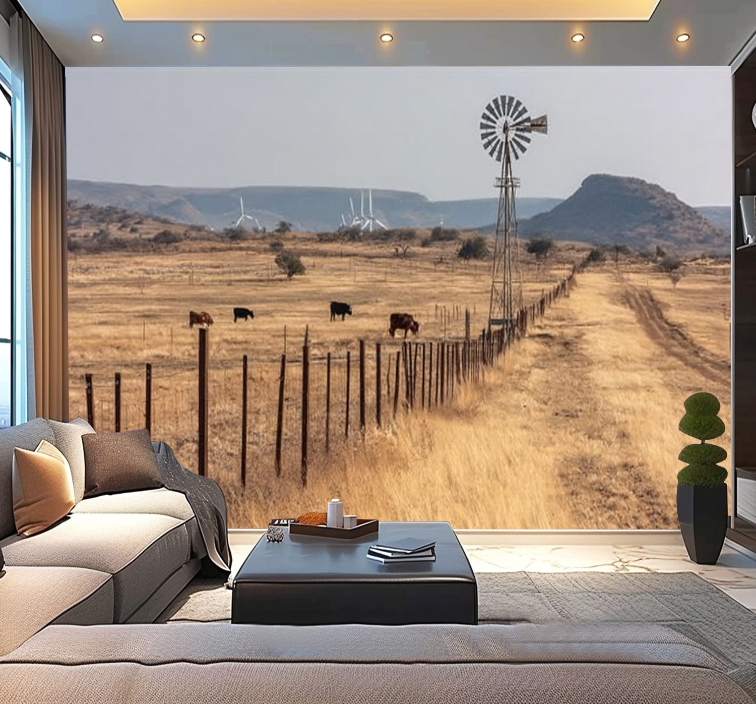 Peel and Stick Wallpaper West Texas Ranch Windmill Modern Art Wall ...