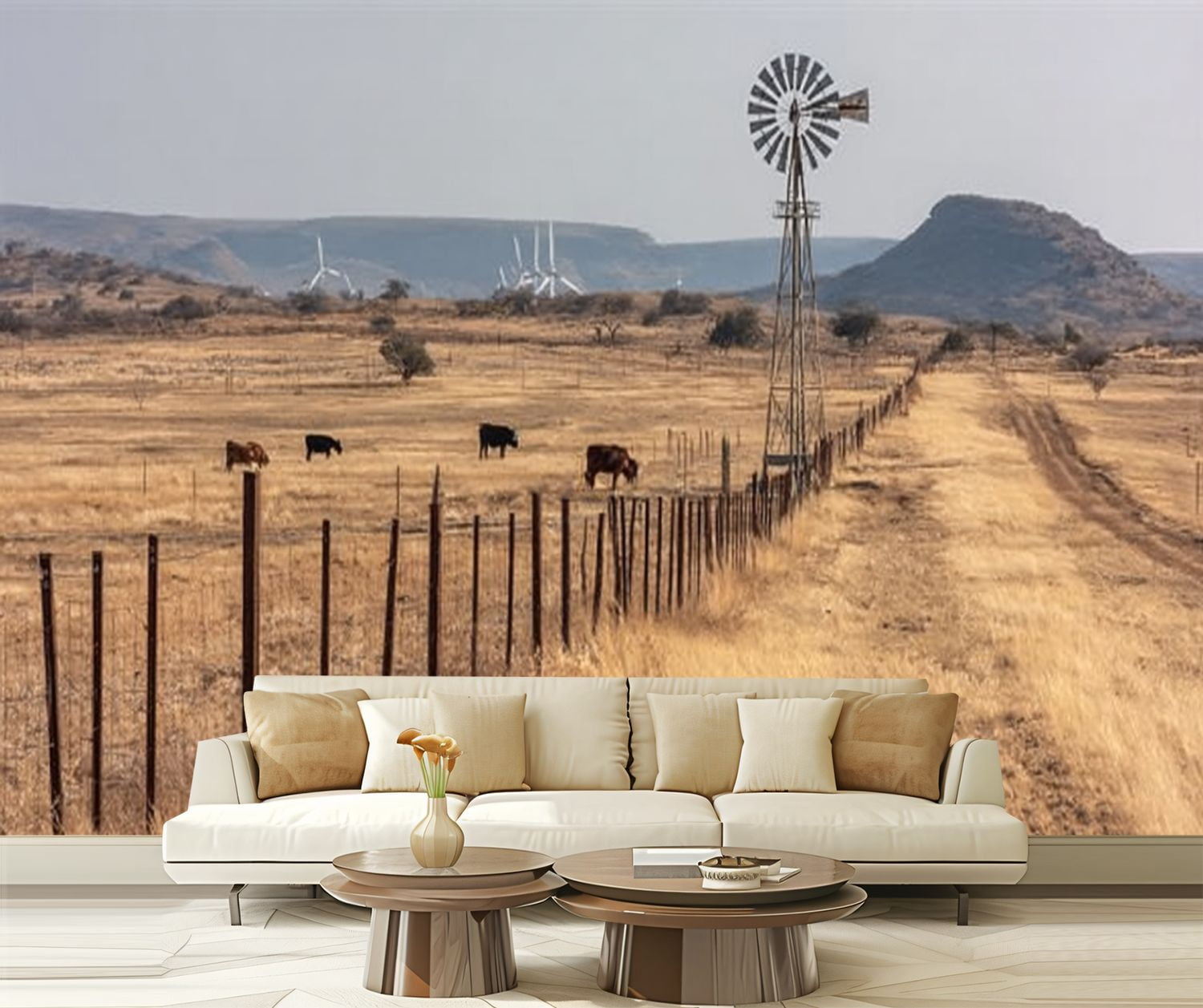 Peel and Stick Wallpaper West Texas Ranch Windmill Modern Art Wall ...