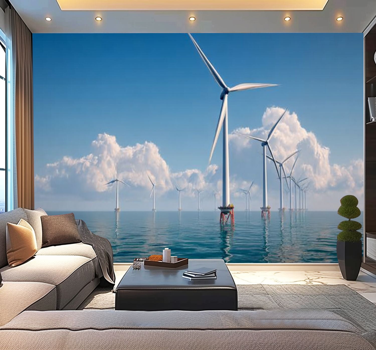 Peel and Stick Wallpaper Wind turbine farm beautiful nature landscape ...