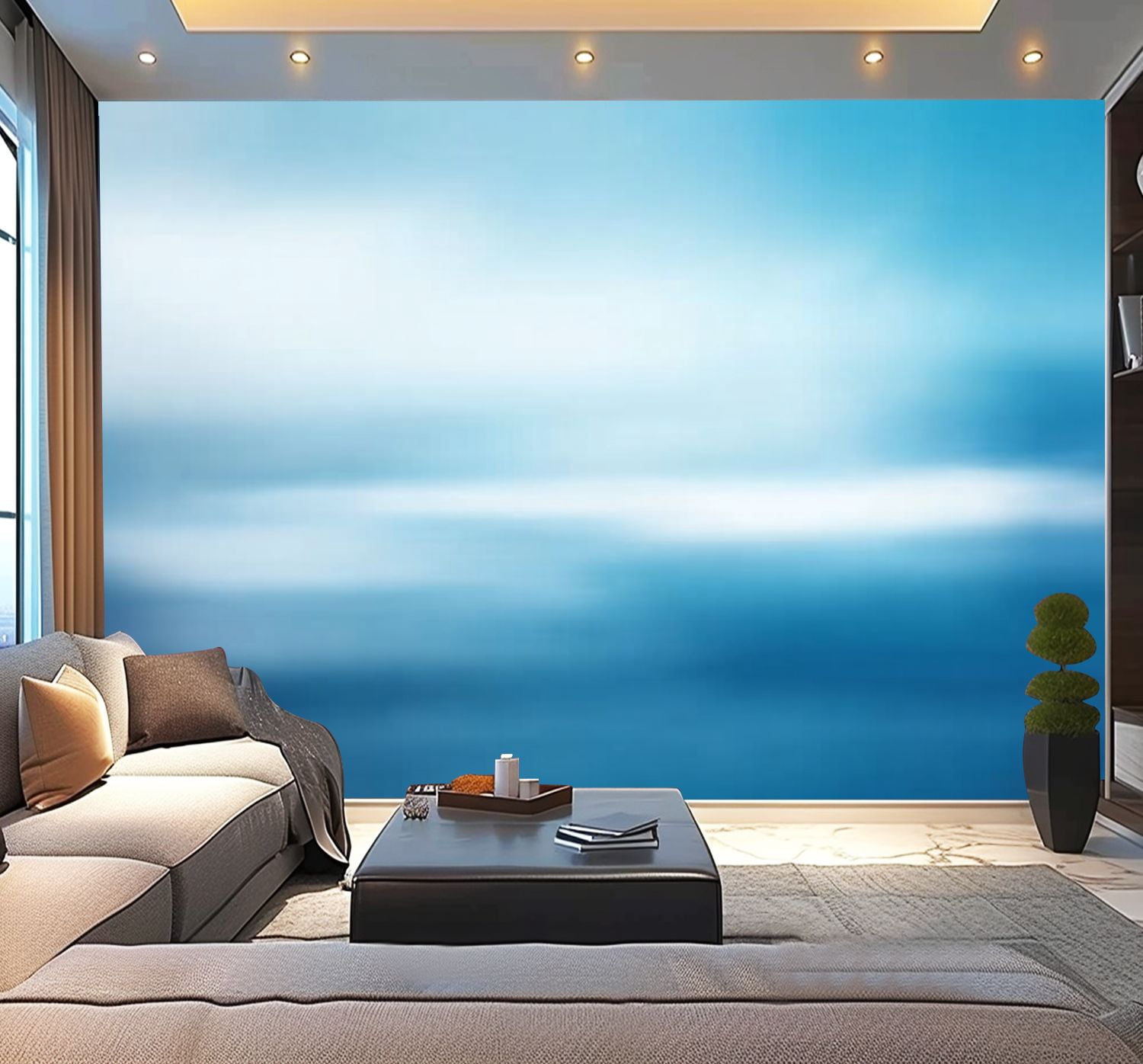 Peel and Stick Wallpaper blue gradient soft Modern Art Wall Mural Decor ...