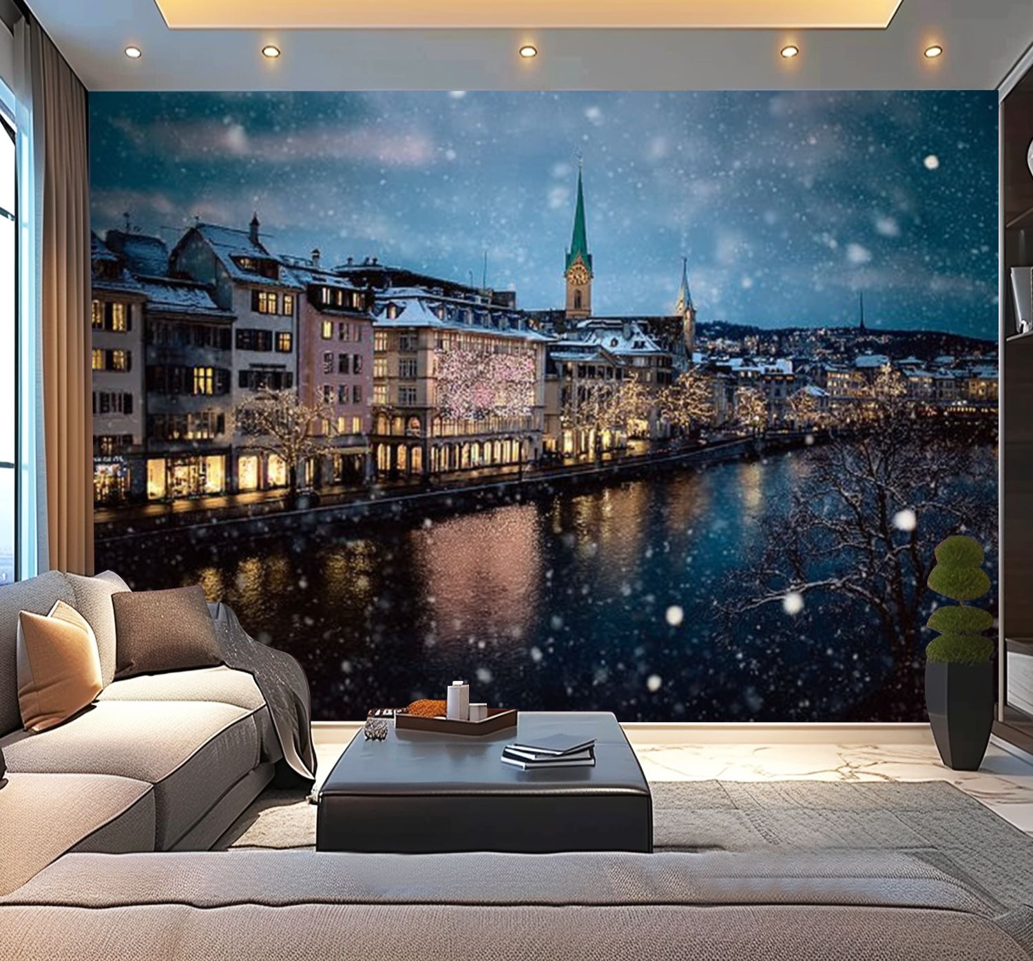 Peel and Stick Wallpaper christmas snow zurish switzerland zurichs ...
