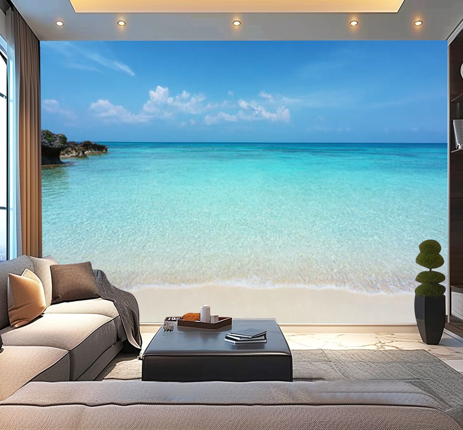 Peel and Stick Wallpaper clean white beach Modern Art Wall Mural Decor ...