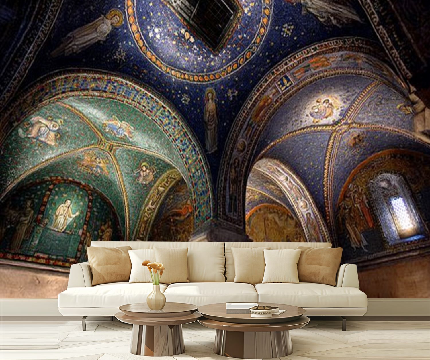 Peel and Stick Wallpaper dark blue mosaic galla placidia mausoleum ...