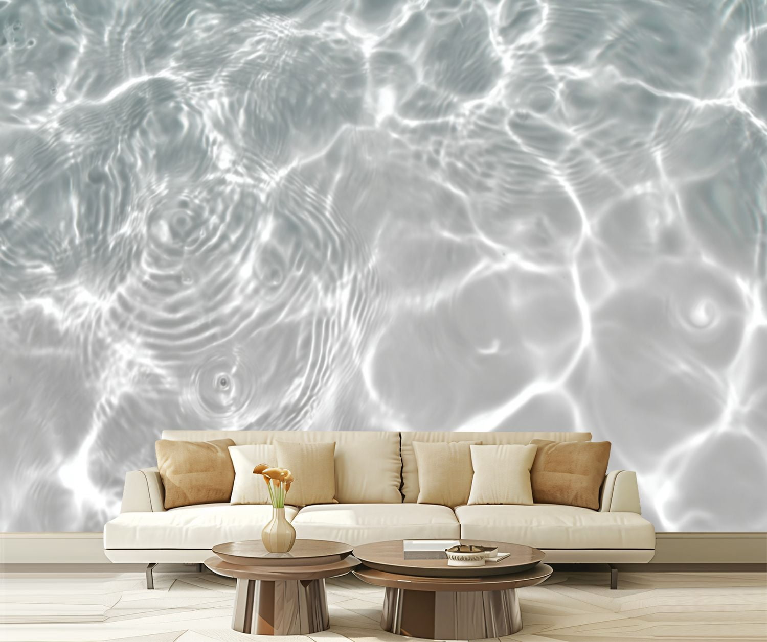 Peel and Stick Wallpaper desaturated transparent clear calm water ...