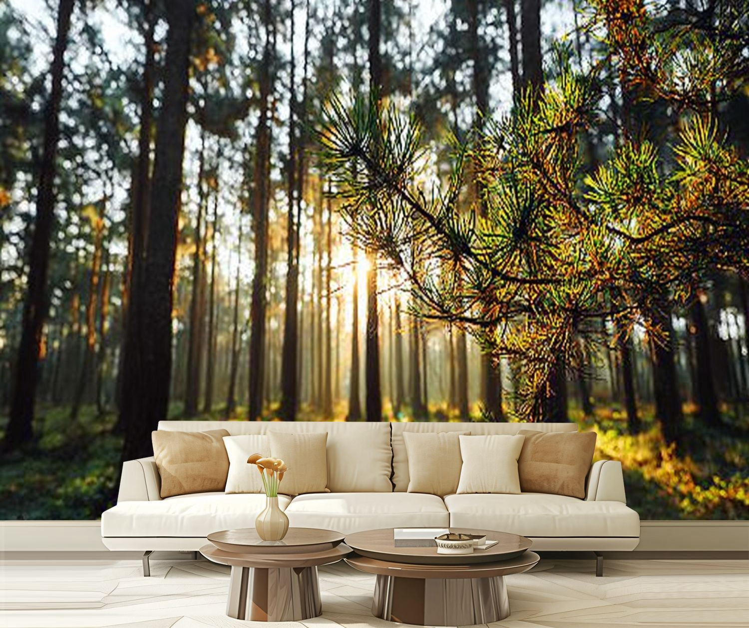Peel and Stick Wallpaper pine forest Modern Art Wall Mural Decor Self ...