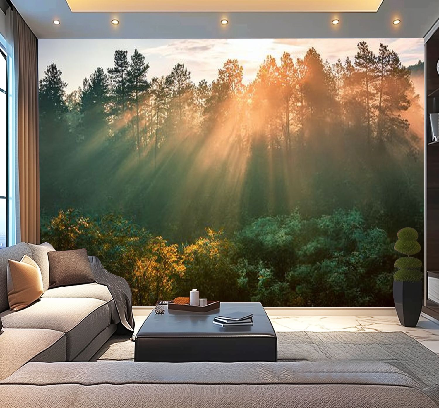 Peel and Stick Wallpaper sun breaking Modern Art Wall Mural Decor Self ...