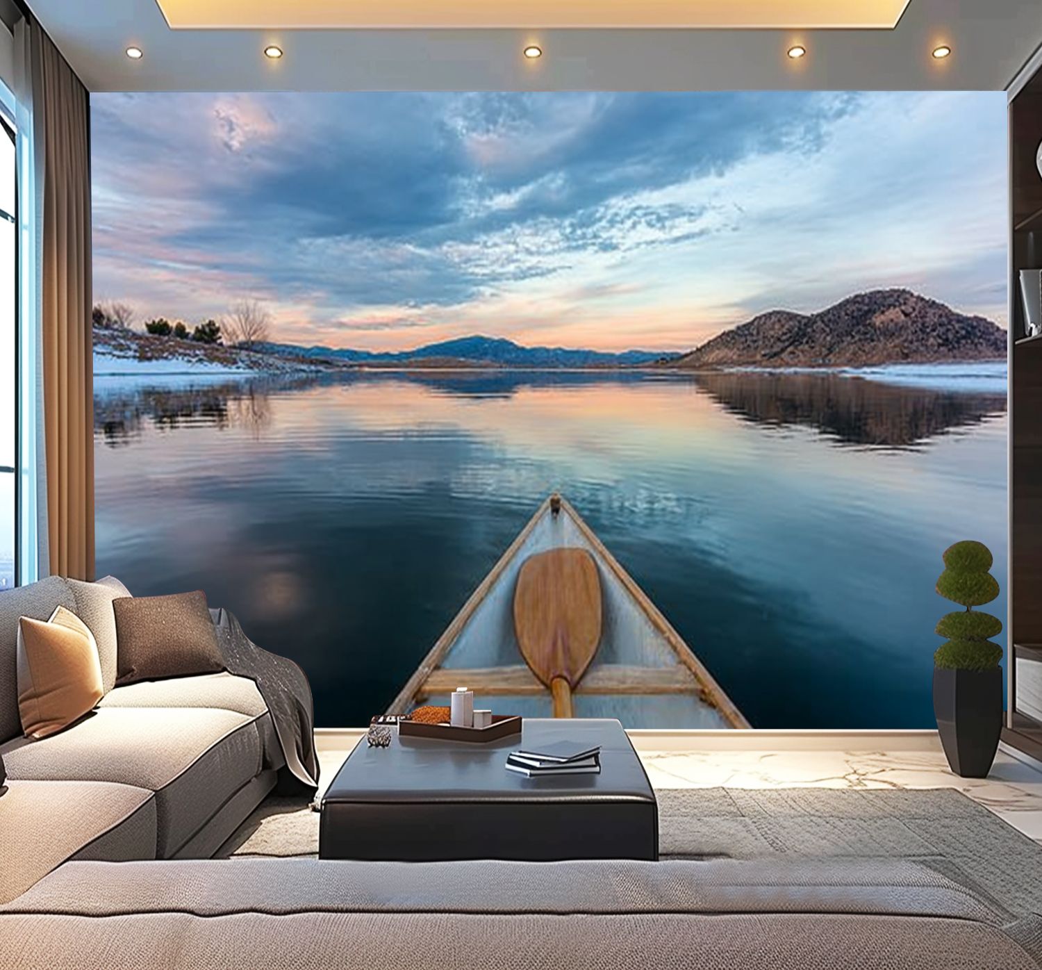 Peel and Stick Wallpaper winter canoe paddling Colorado Modern Art Wall ...