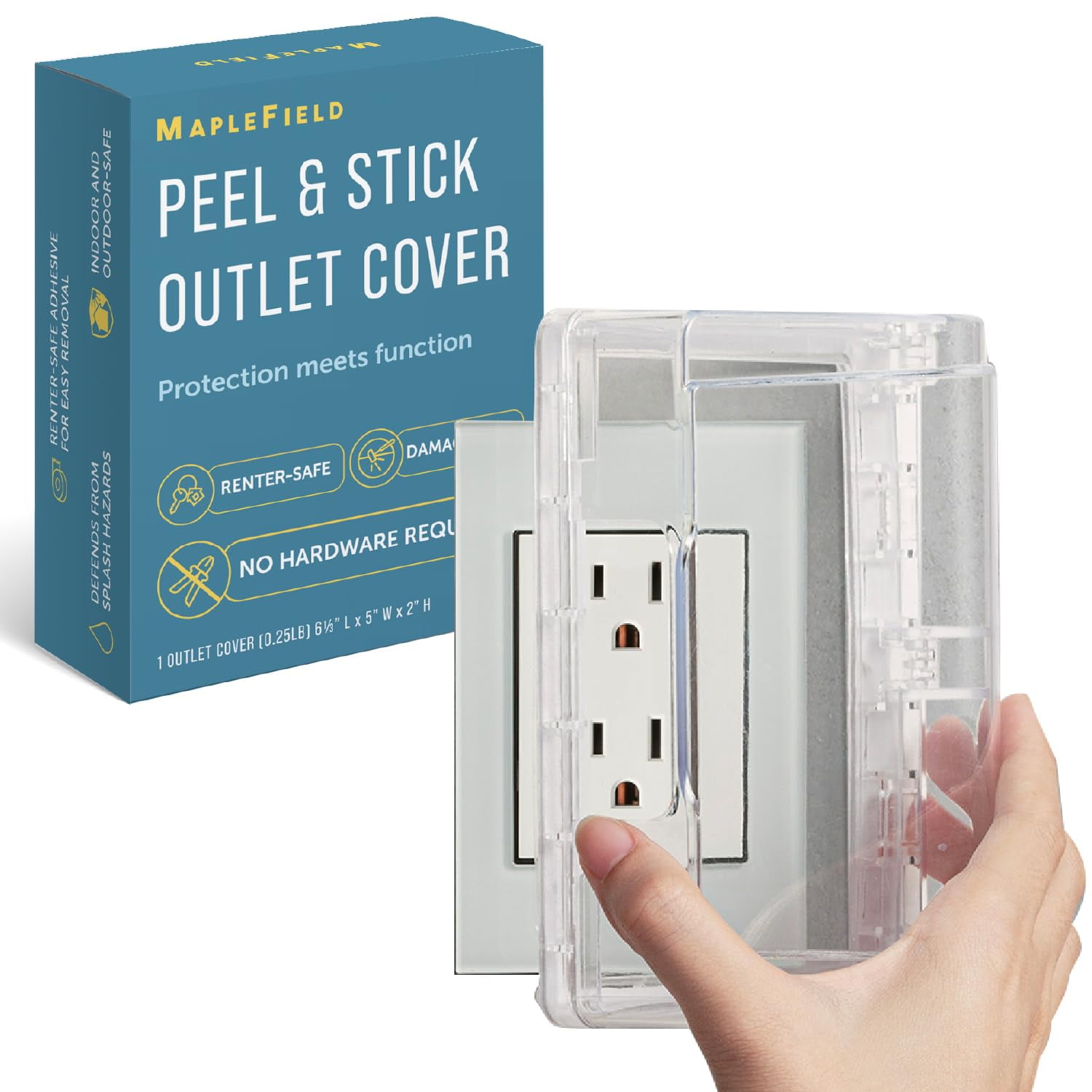 Peel 'n' Stick Clear Outlet Covers - Stays Closed during Use - Splash ...