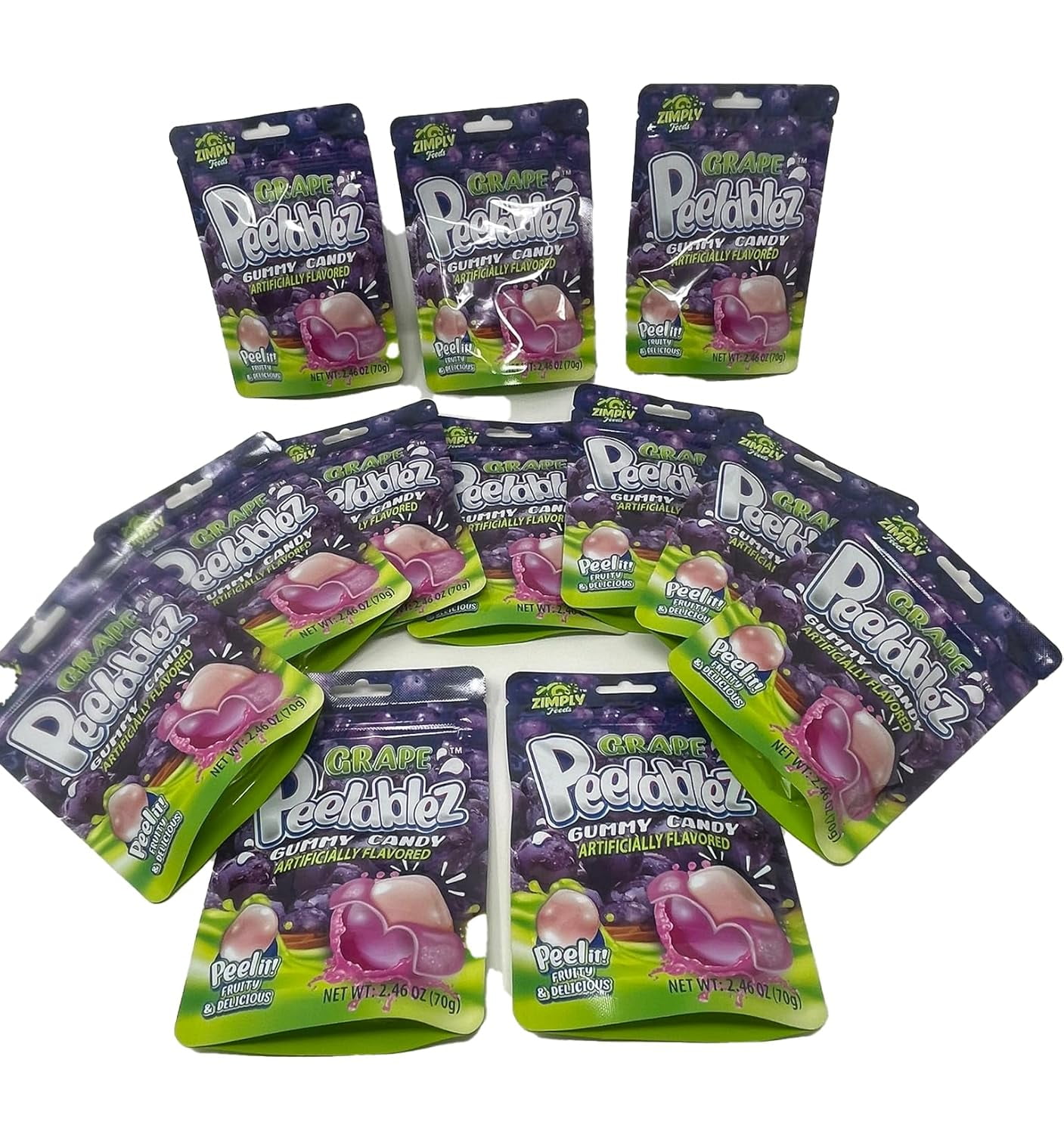 Peelable Grape Gummies Pack of 12 - Resealable 2.46 Oz Each, 4D Gummies ...
