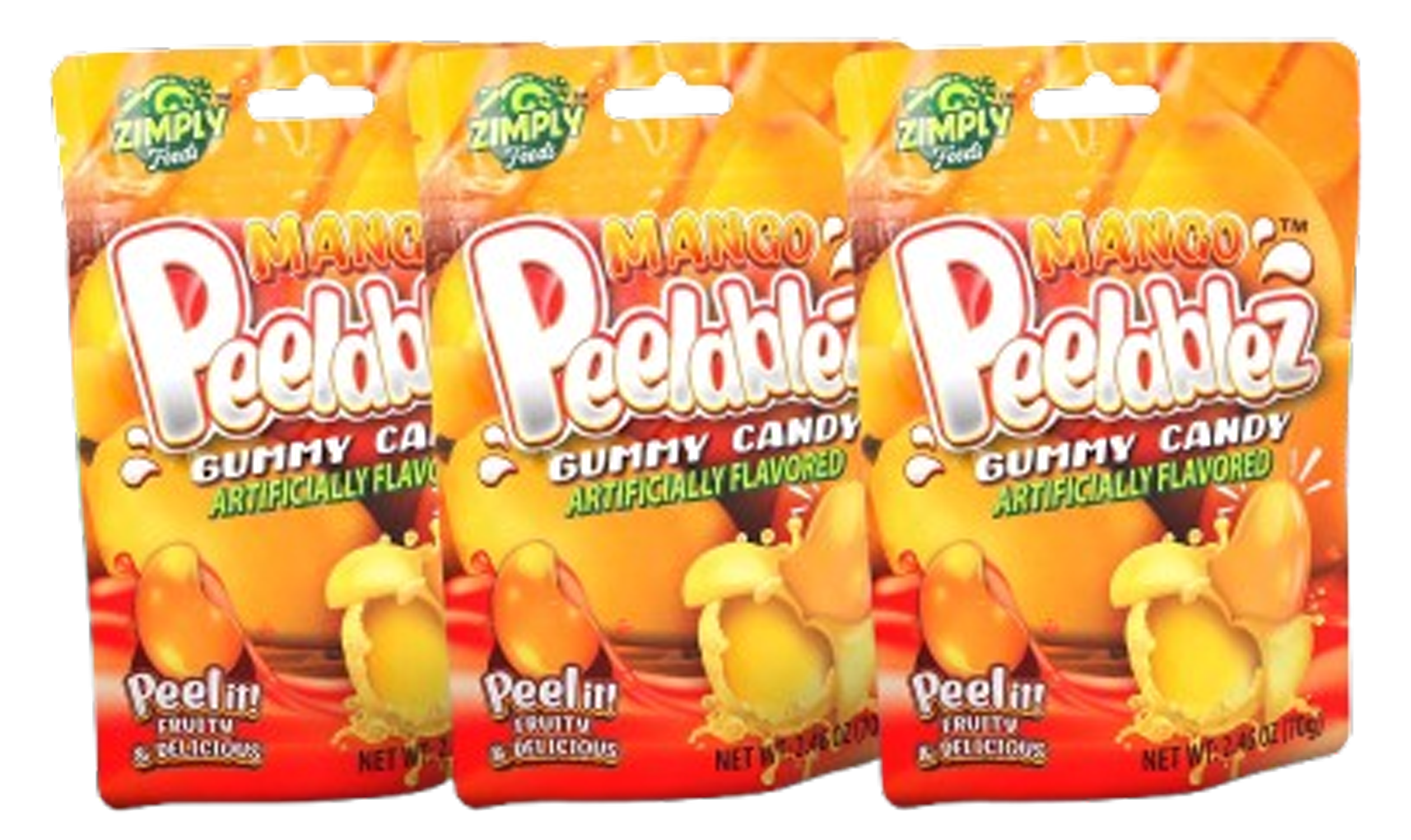 Peelable Mango Gummies Pack of 3 - Resealable 2.46 Oz Each, 4D Gummies ...