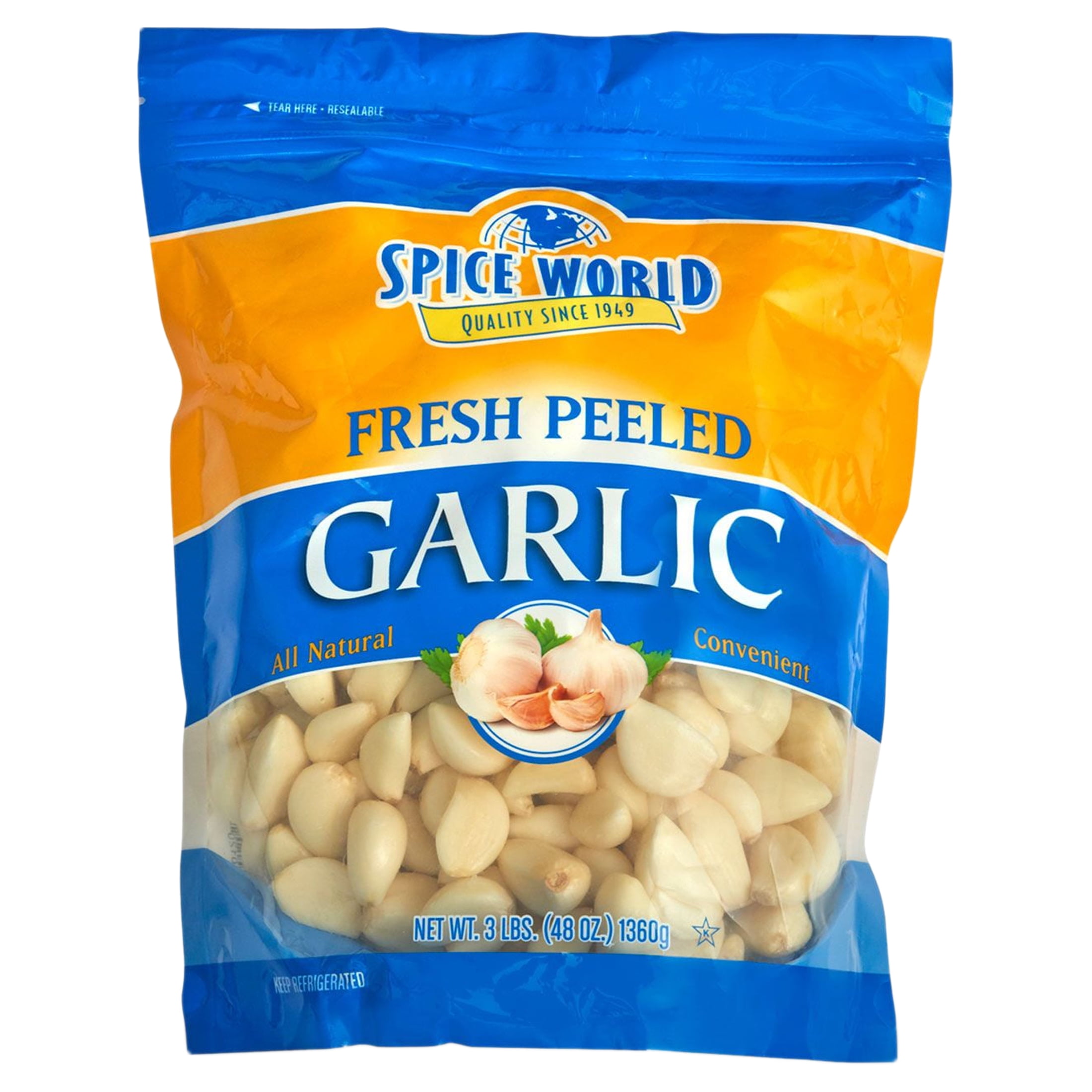 Spice World, Peeled Garlic, 3 lbs, Fresh and Natural - Walmart.com