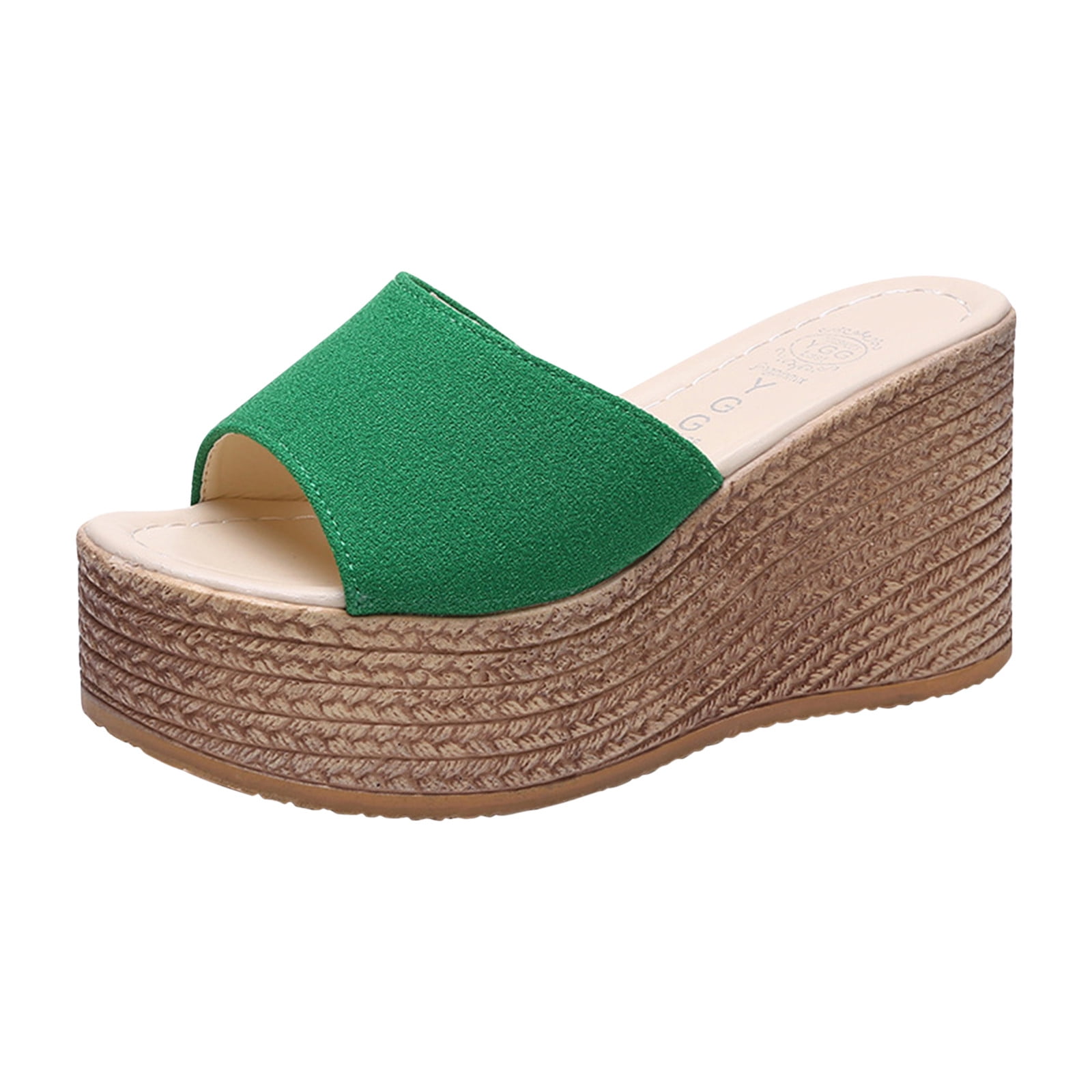Peep Toe Wedge Sandals for Women Summer Dressy Slide On Platform Sandal ...