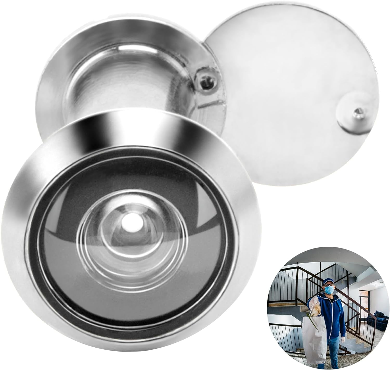 Peephole Front Door Viewer with Privacy Cover, One-Way 200 Degrees,5/8 ...