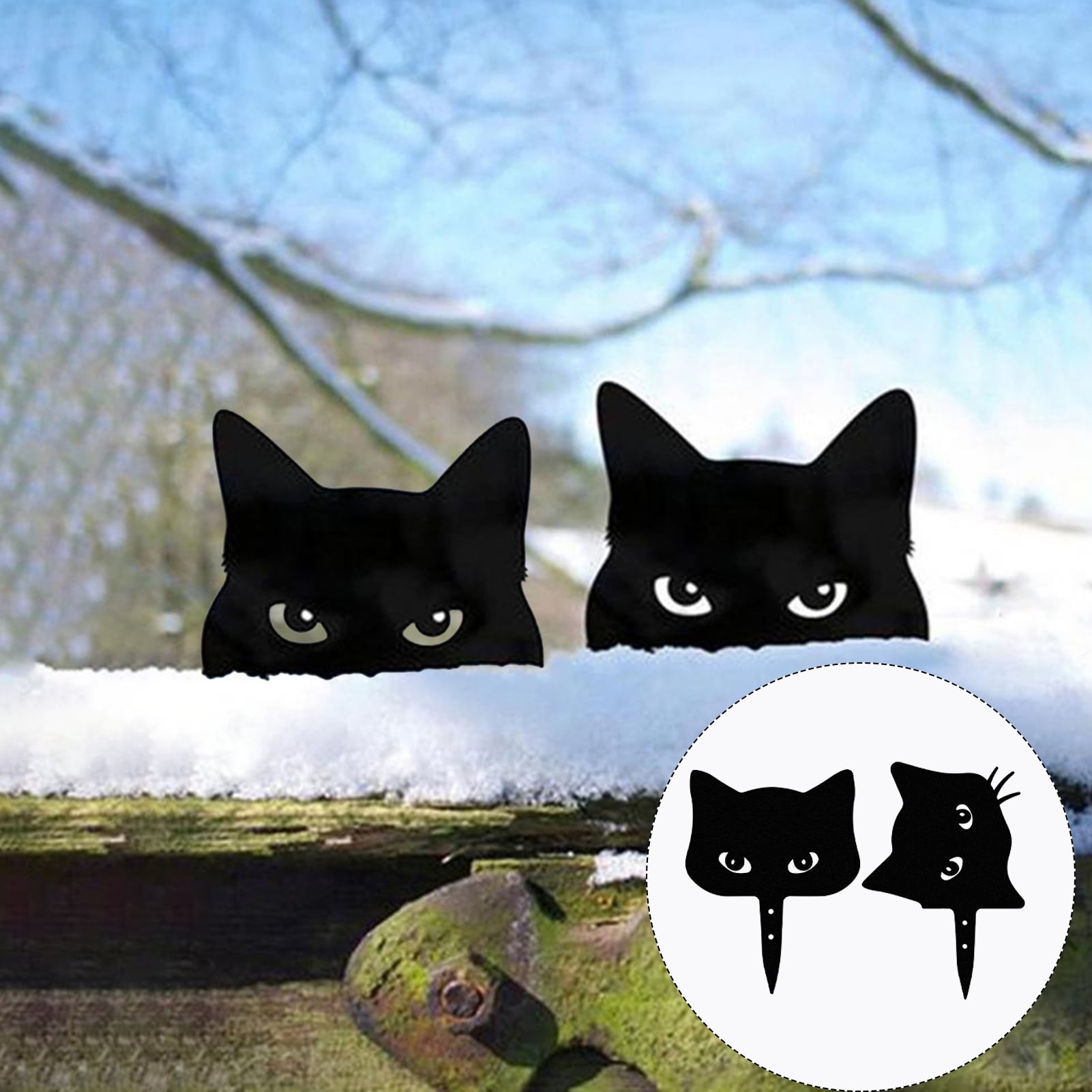 Peeping Black Cat Garden Stake Weather-proof Heavy Duty Outdoor Patio ...