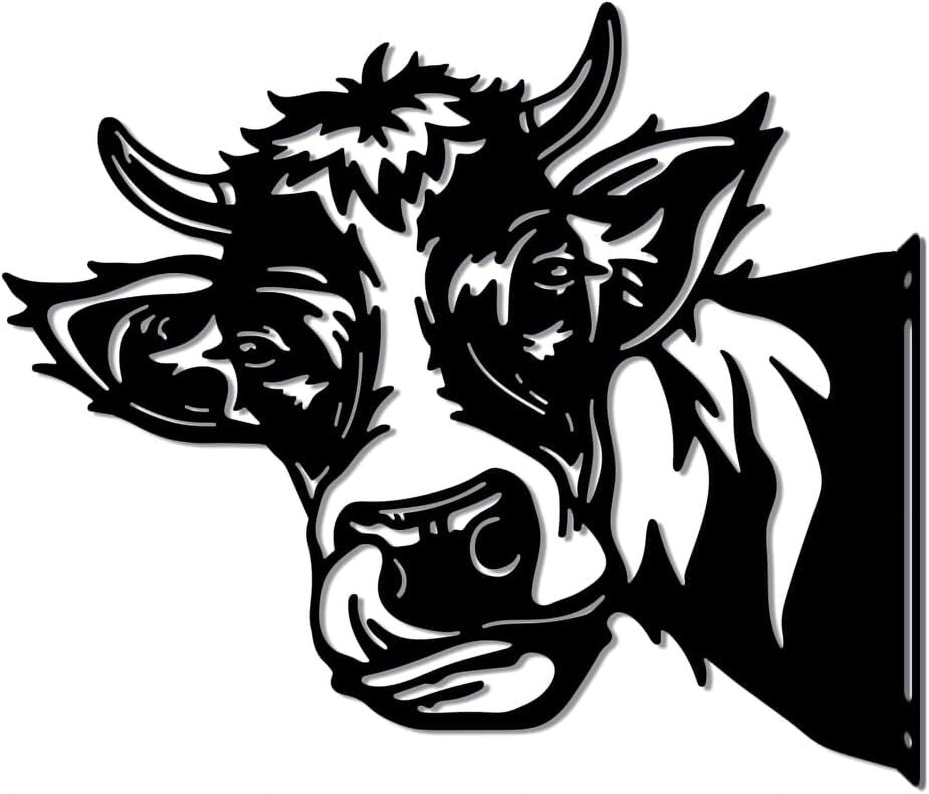 Peeping Cow Metal Garden Yard Art Decor Farm Cattle Iron Ornament Wall ...