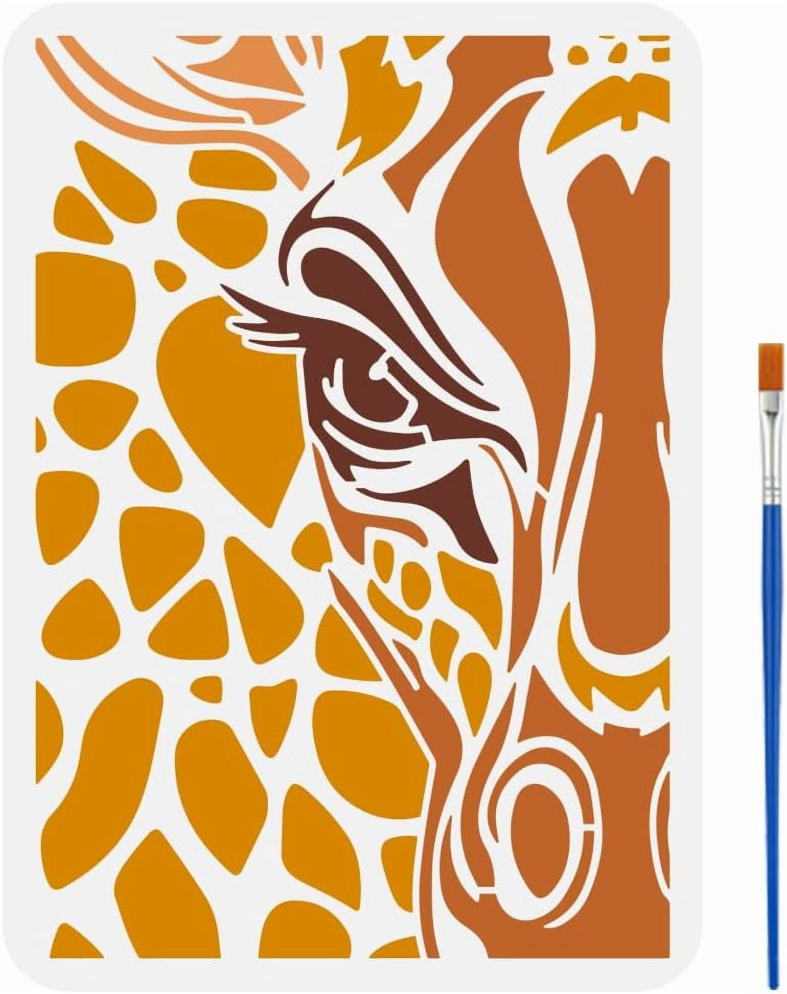 Peeping Giraffe Painting Stencil with Brush 8.3x11.7inch Giraffe Eye ...