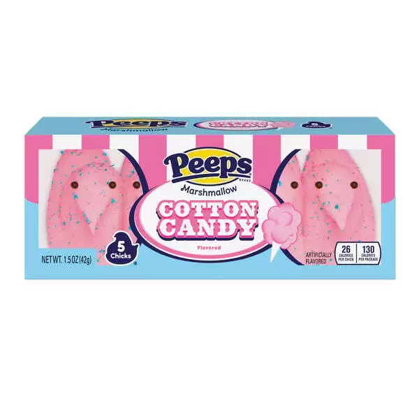 PEEPS Cotton Candy Flavored Marshmallow Chicks, 5 Count (1.5 Ounces ...
