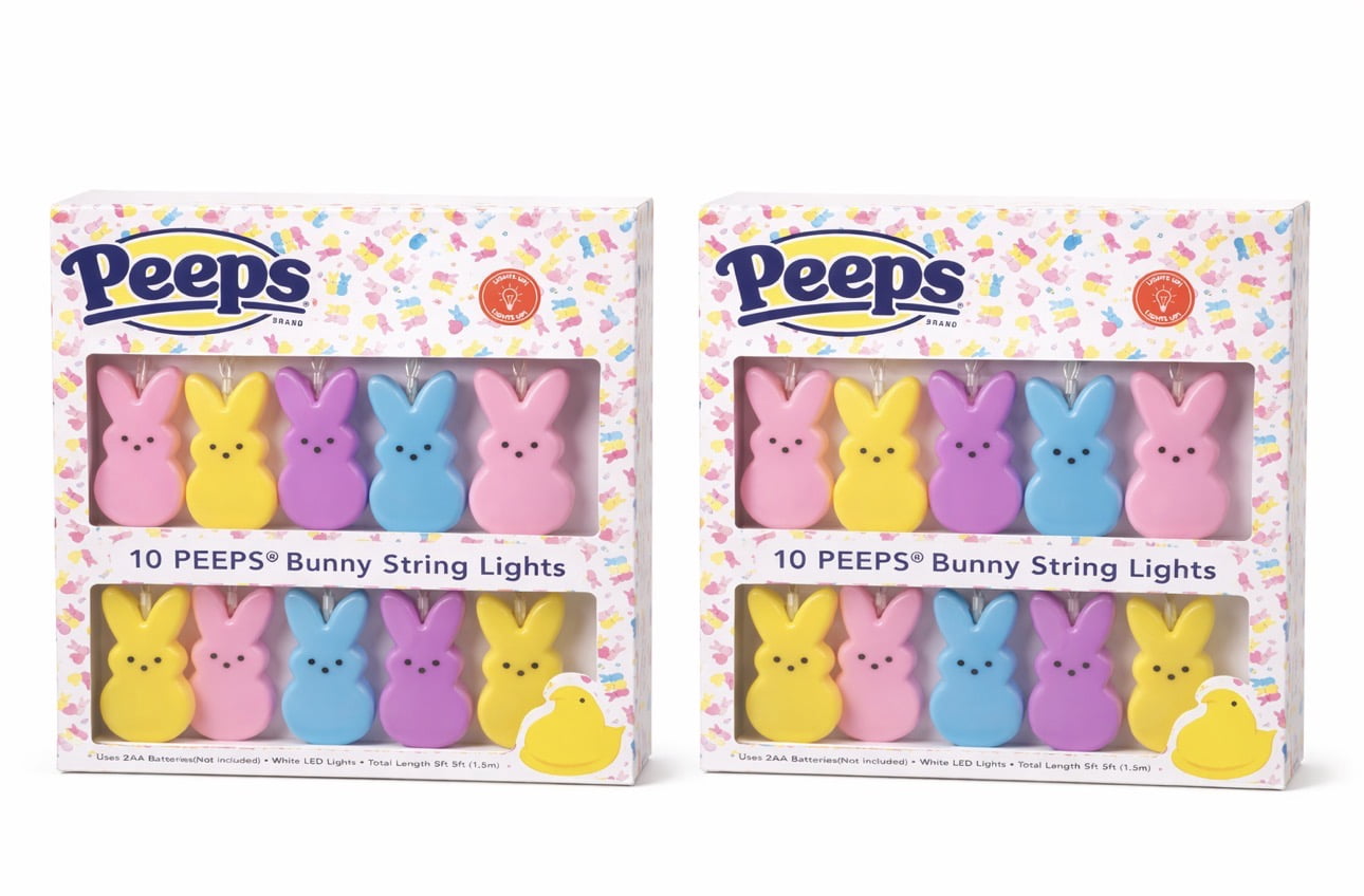 Peeps Battery Operated Pastel Bunny White LED String Lights 10 Count ...