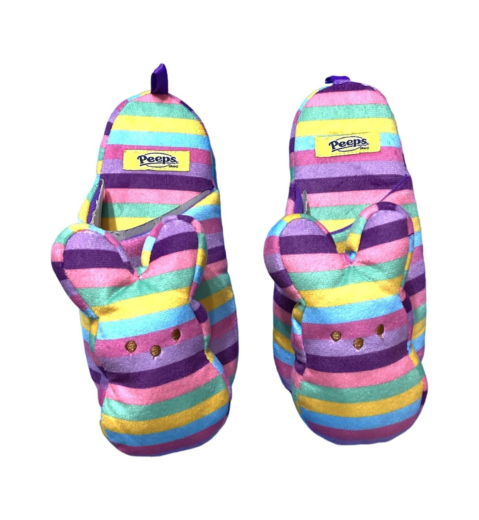 Peeps Bunny Slippers Kids' Youth Size M (1/2) Multi-color Stripes Kids ...