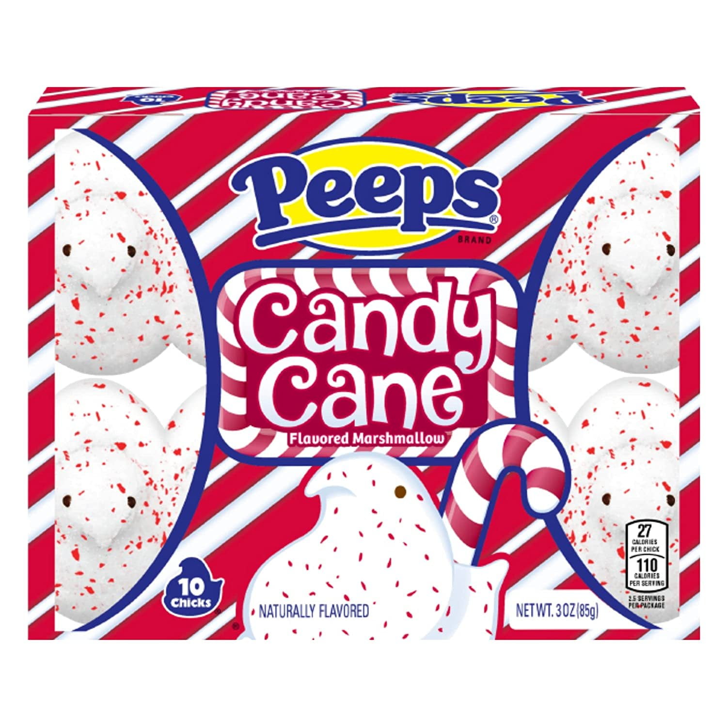 Peeps Candy Cane Marshmallow Chicks, 10 Count - Christmas Stocking ...
