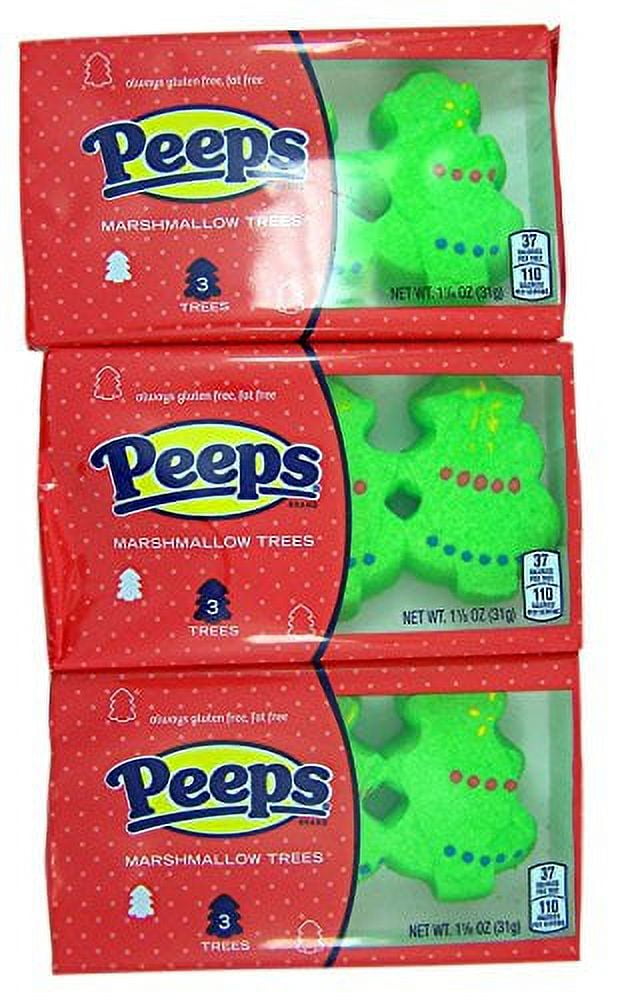 Peeps Holiday Marshmallow Christmas Tree Candy, 3 Count, Pack of 3 ...